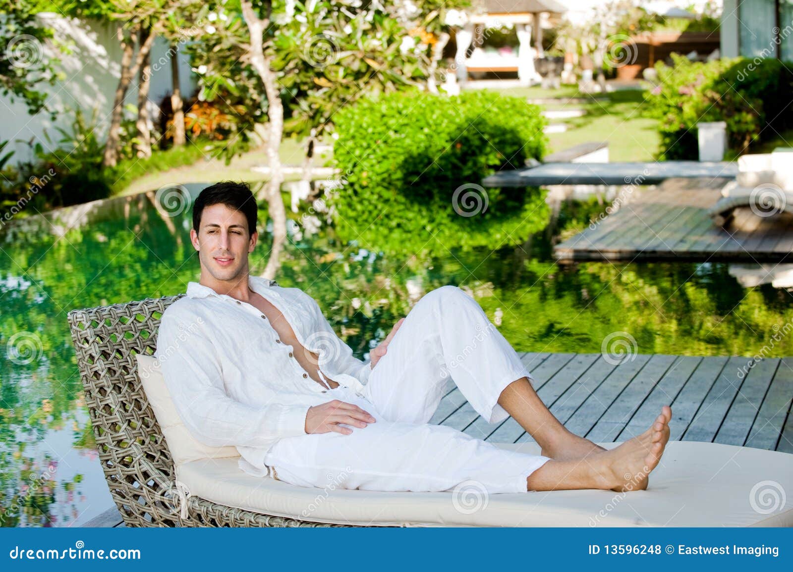 Man on Daybed stock photo. Image of caucasian, outdoors - 13596248