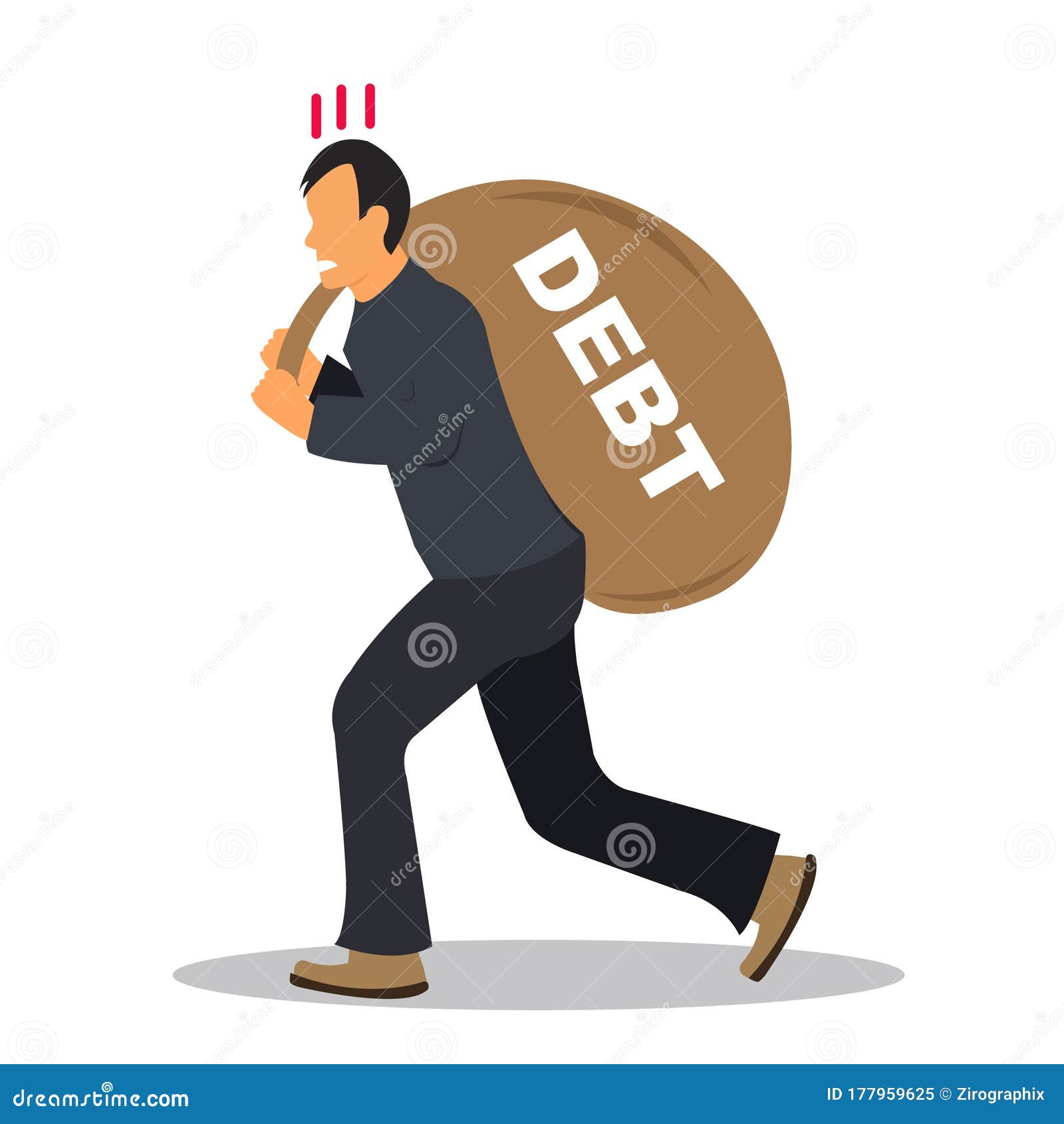 Man with Debt Vector Illustration Stock Vector - Illustration of ...