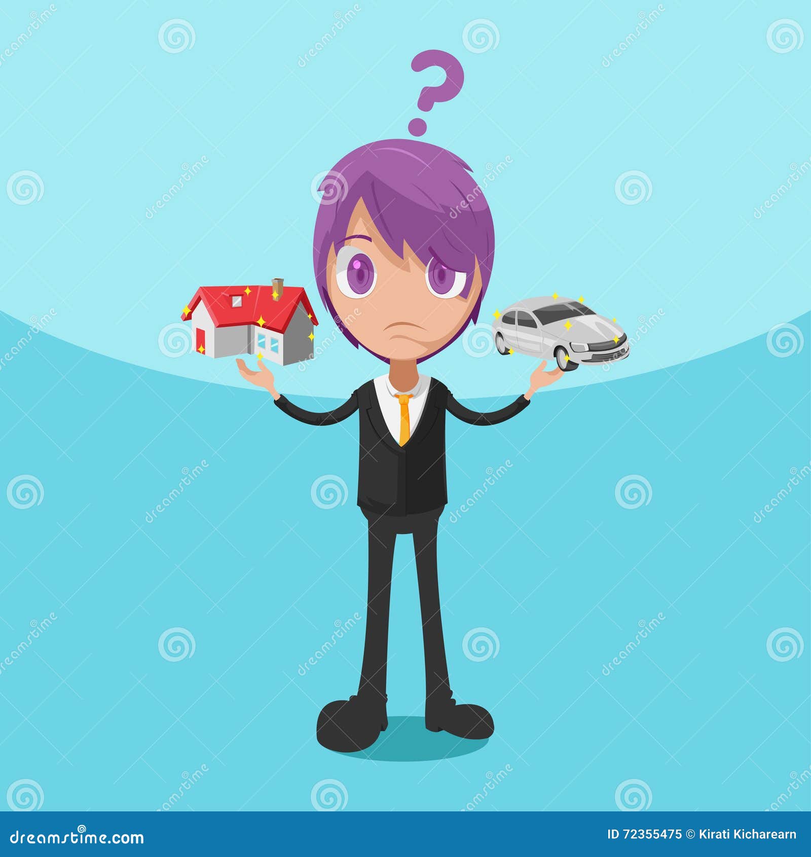 Man Decide Choose House Car Vector Stock Vector - Illustration of ...