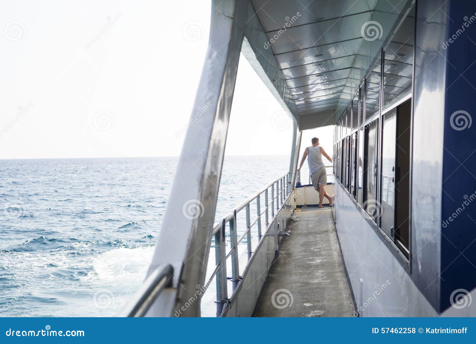 Man on a deck of a ship stock photo. Image of sunny, alone - 57462258