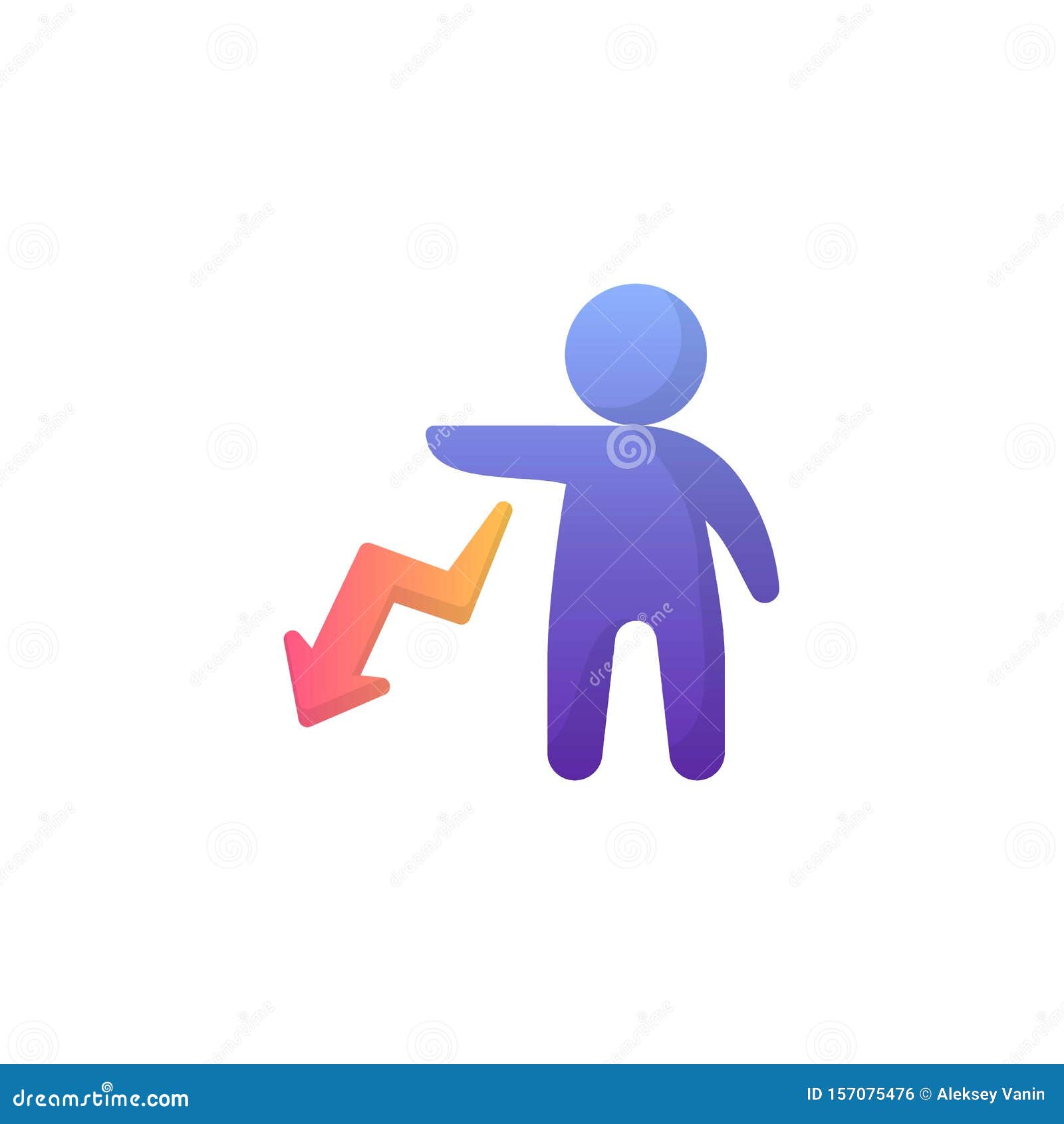 Man and Decrease Arrow Flat Icon Stock Vector - Illustration of graphics, business: 157075476