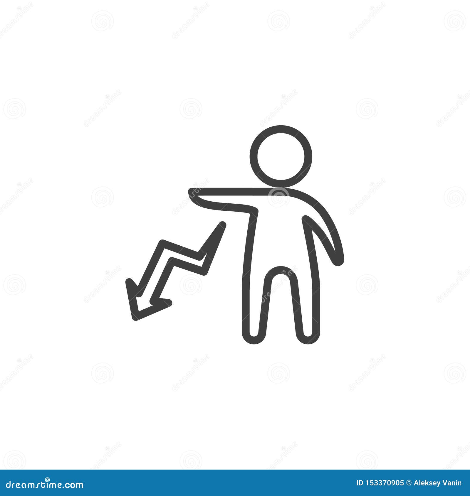 Man and Decrease Arrow Line Icon Stock Vector - Illustration of icon, person: 153370905