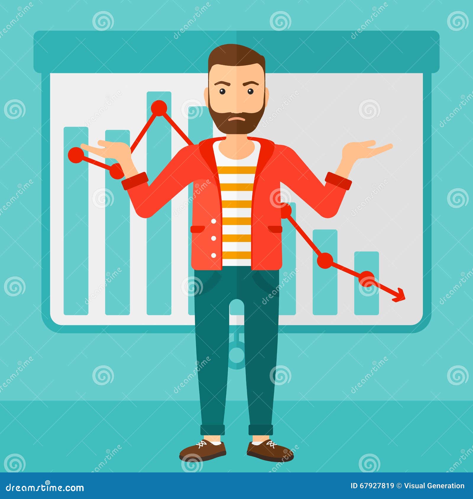 Man With Decreasing Chart. Cartoon Vector | CartoonDealer.com #67927819