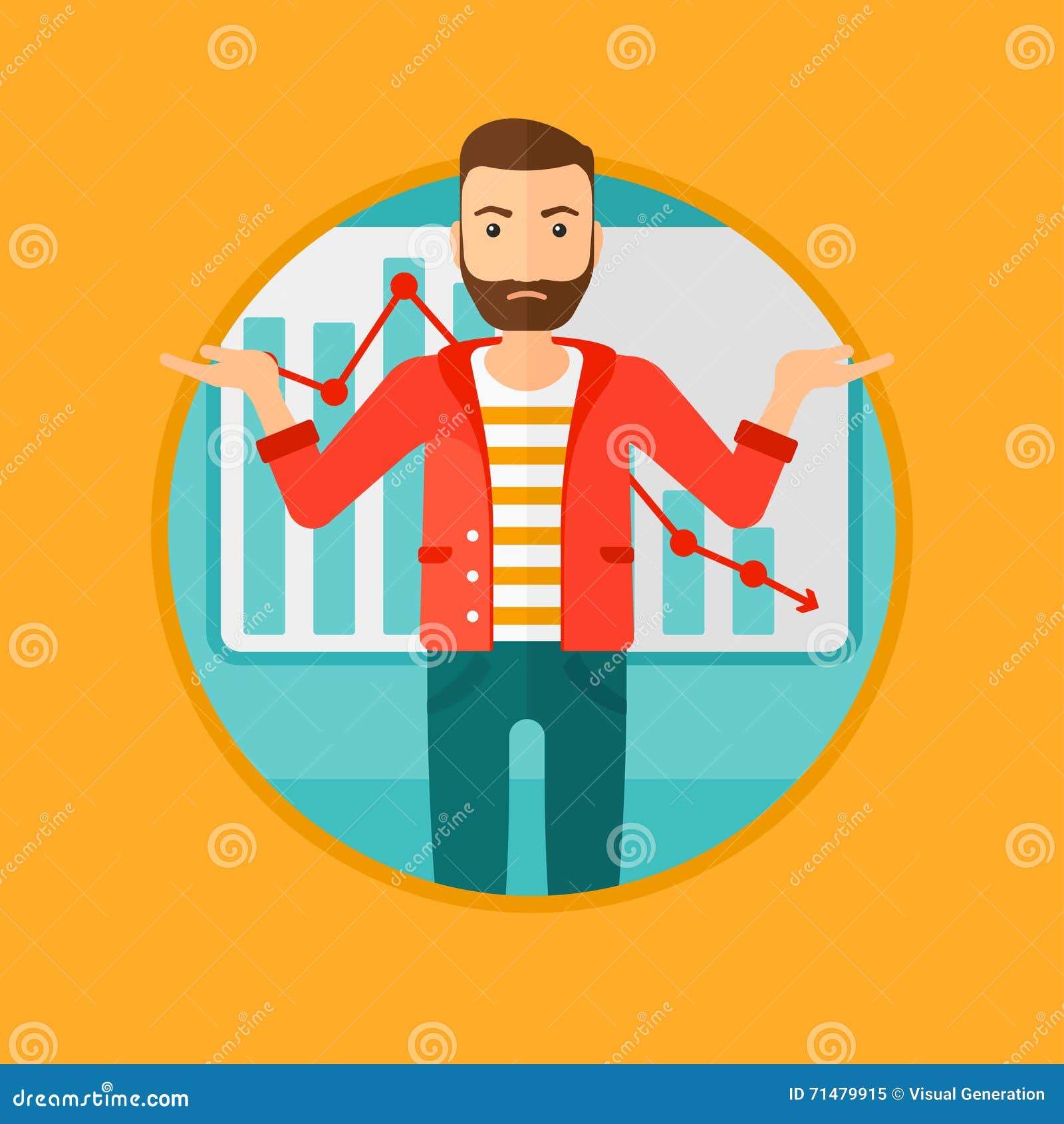 Man With Decreasing Chart. Cartoon Vector | CartoonDealer.com #67927819