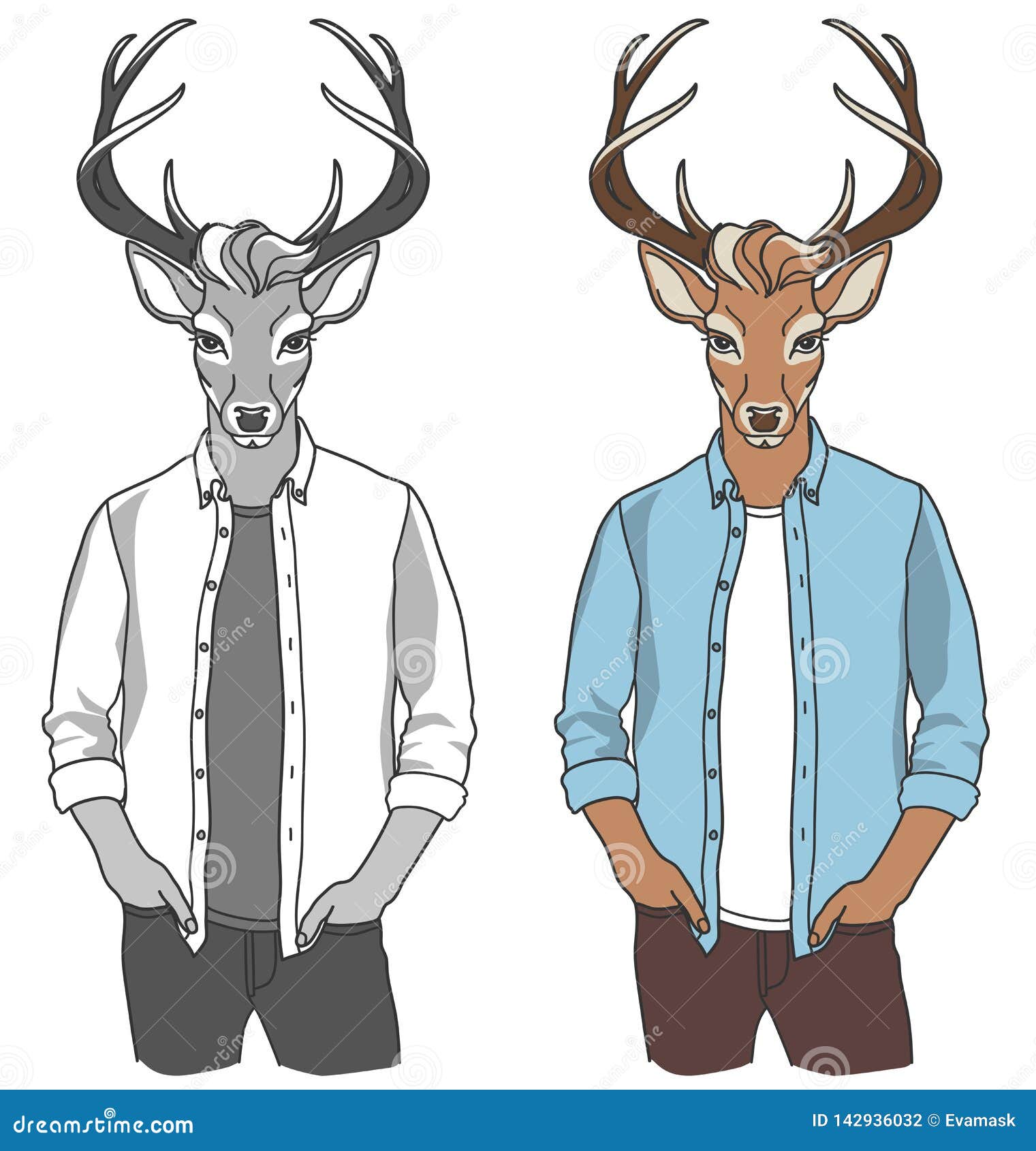 Man is a deer stock vector. Illustration of young, stylish - 142936032
