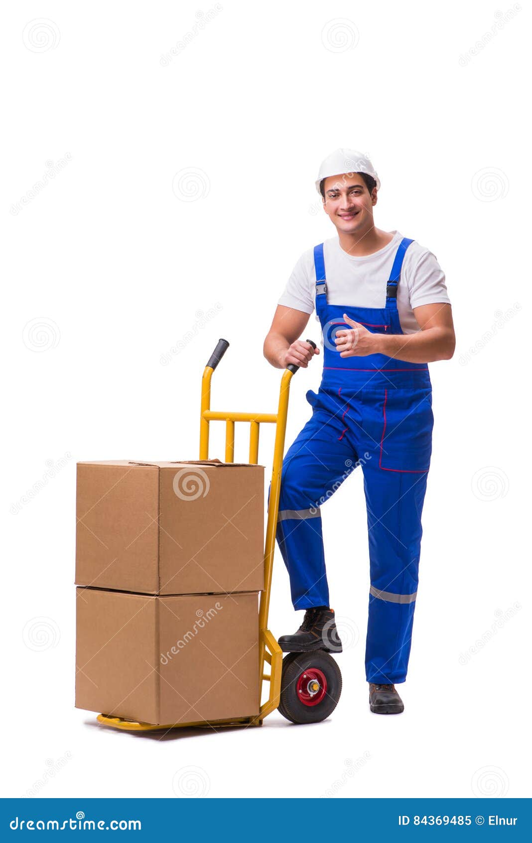 The Man Delivering Box Isolated on White Stock Image - Image of package ...