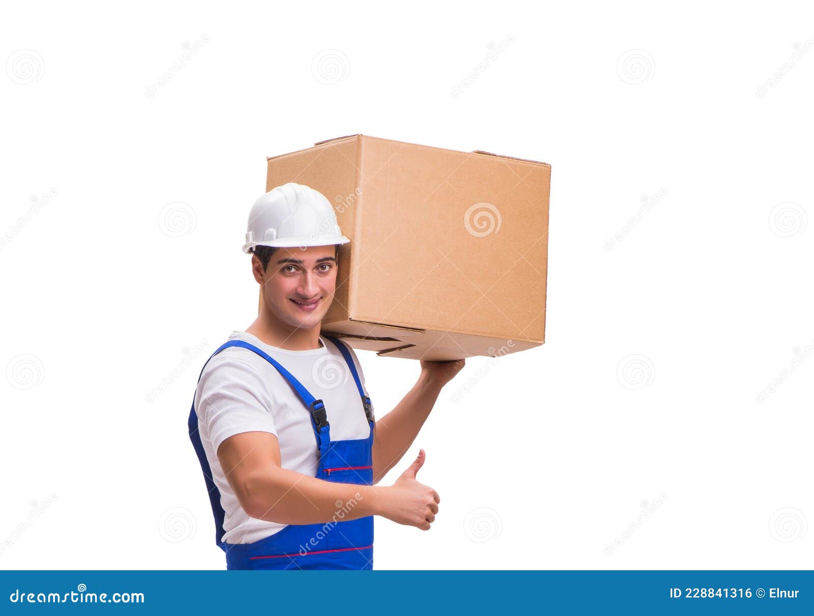 Man Delivering Box Isolated on White Stock Photo - Image of container ...