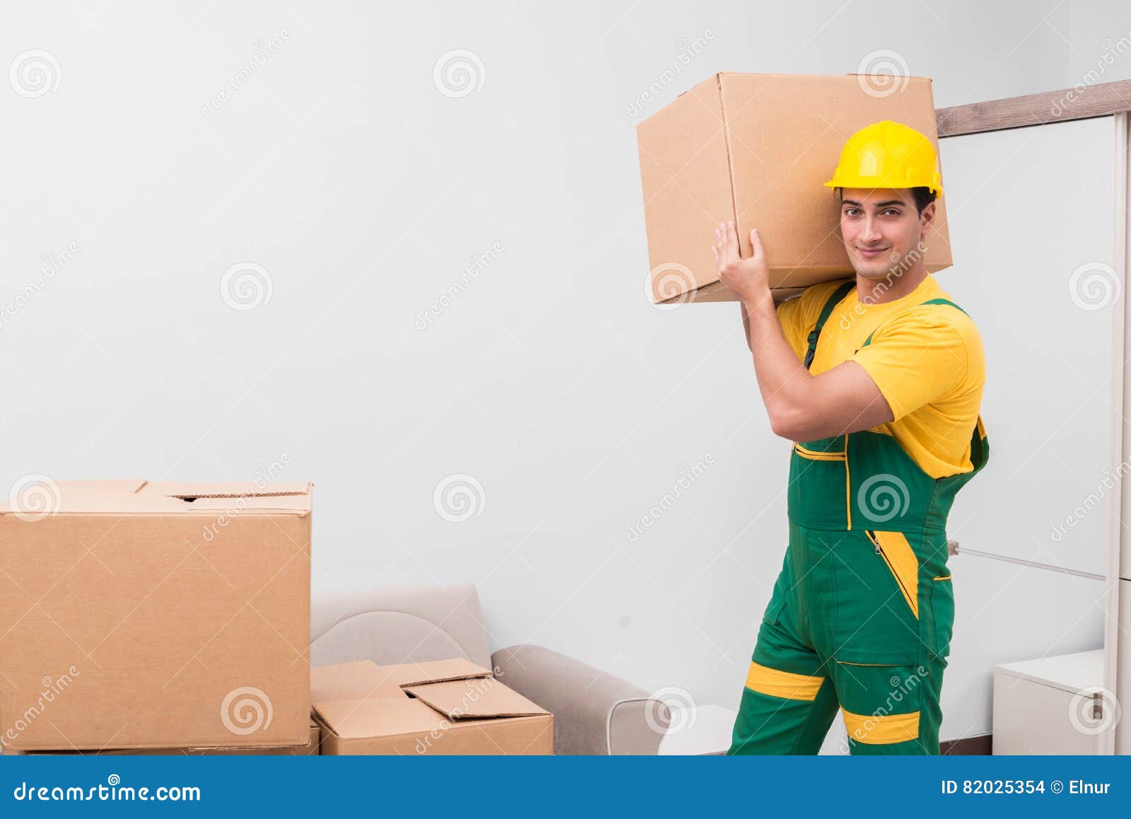 The Man Delivering Boxes during House Move Stock Photo - Image of ...