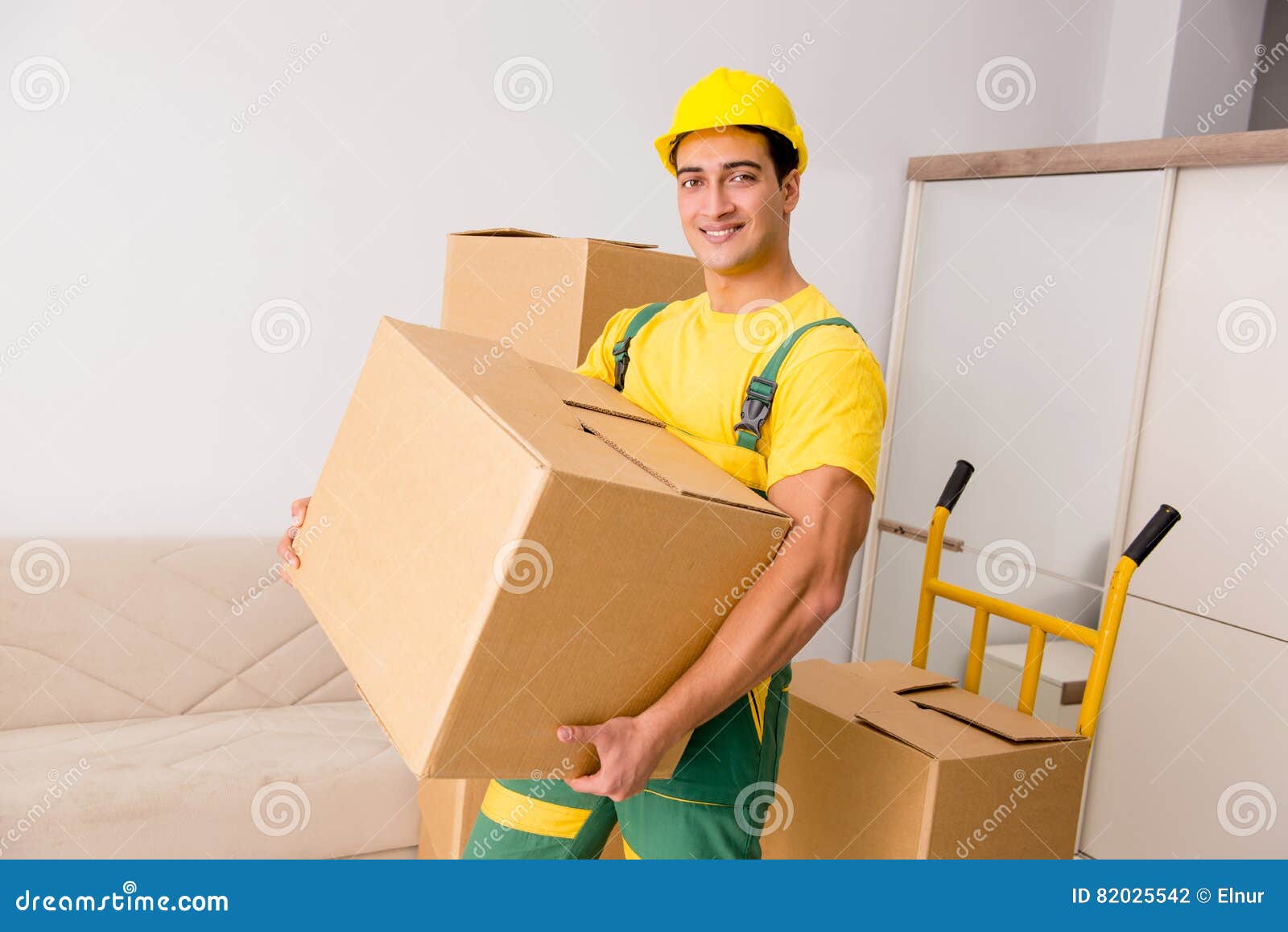 The Man Delivering Boxes during House Move Stock Photo - Image of boxes ...