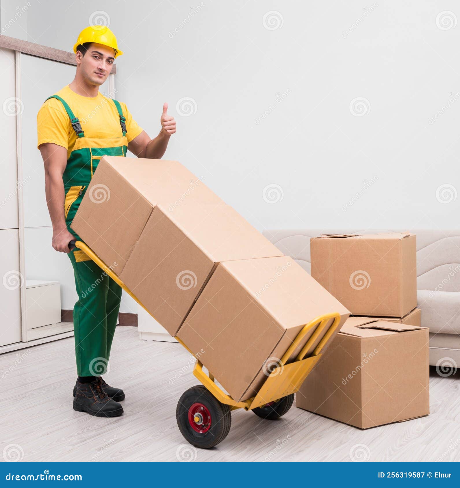 Man Delivering Boxes during House Move Stock Image - Image of cardboard ...