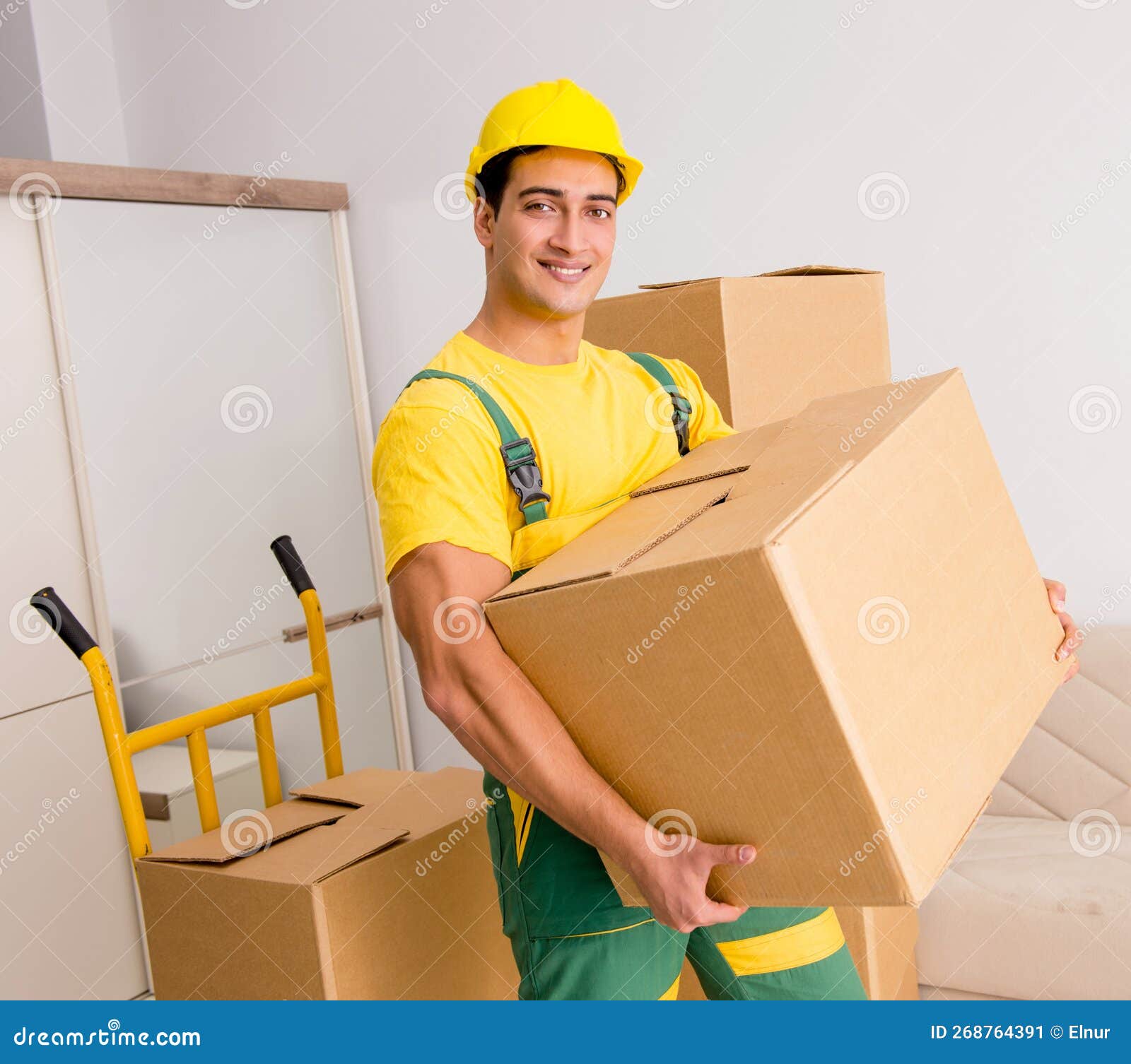 Man Delivering Boxes during House Move Stock Image - Image of moving ...