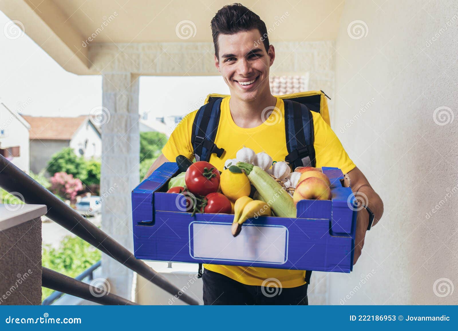 Man Delivering Online Grocery Order Stock Image - Image of online, male ...