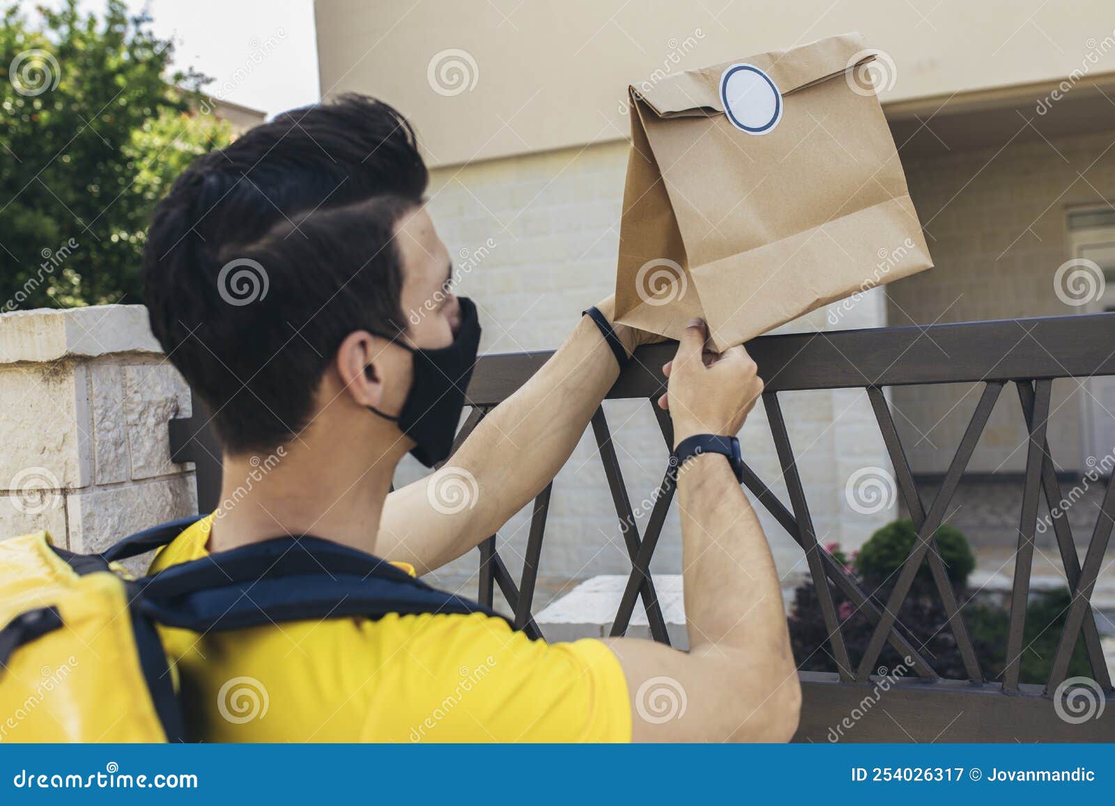 Man Delivering Online Grocery Order Stock Image - Image of person, mail ...