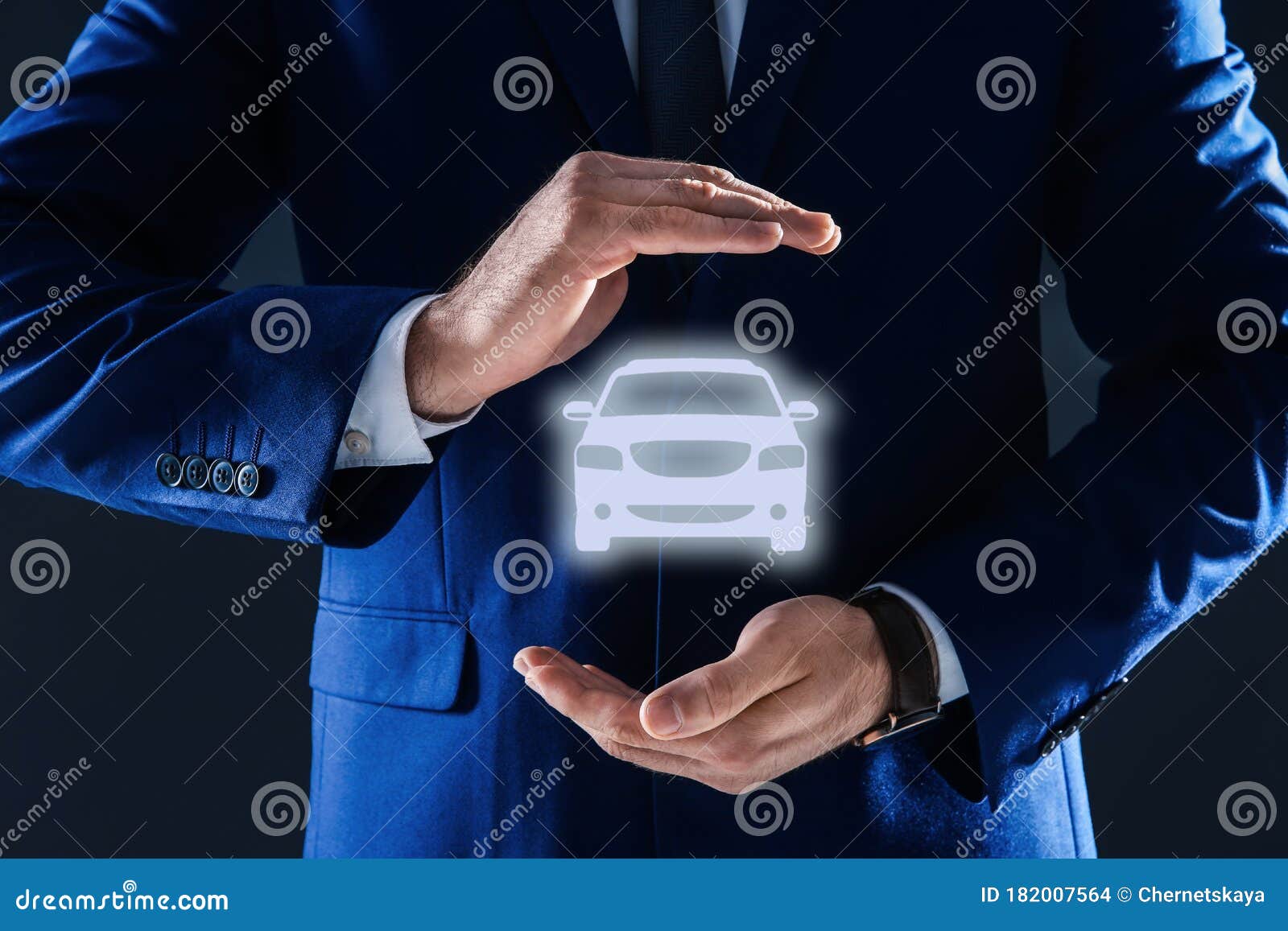 Man Demonstrating Image of Auto on Background, Closeup. Car Insurance ...