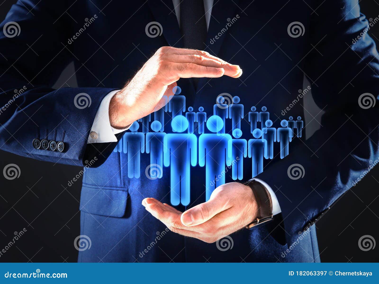 Man Demonstrating Virtual Structure of Organization. Business ...