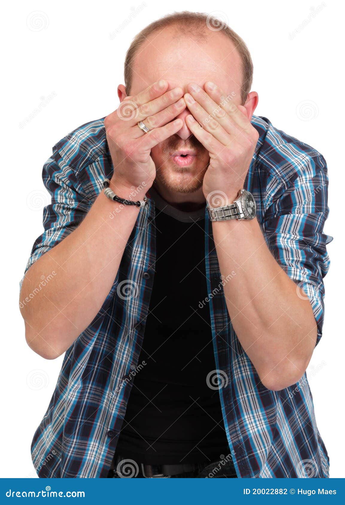 Man in Denial Covering Eyes Stock Photo - Image of ignoring, denying ...