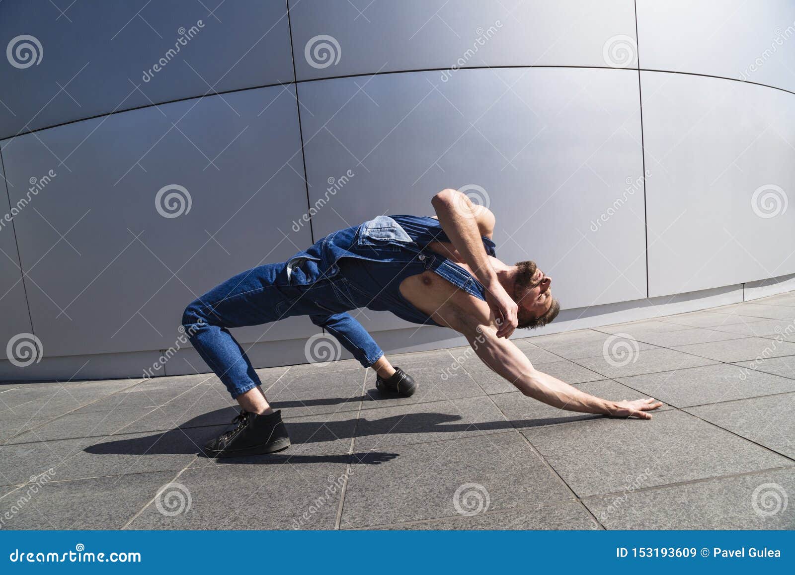 Man Dancing Modern Dance Using Bridge Pose Stock Image - Image of ...