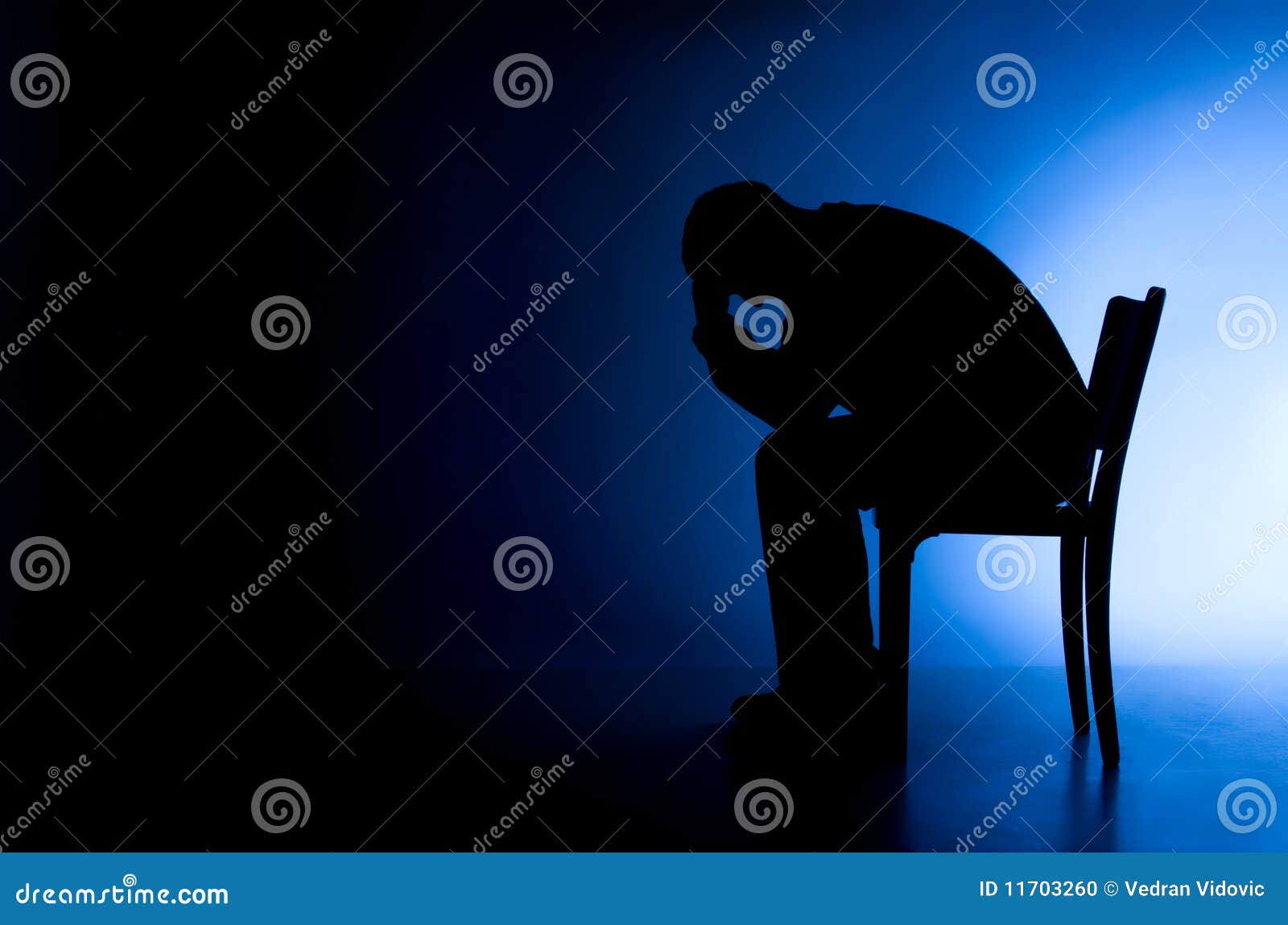 Man in Depression and Despair Stock Photo - Image of blue, sadness ...
