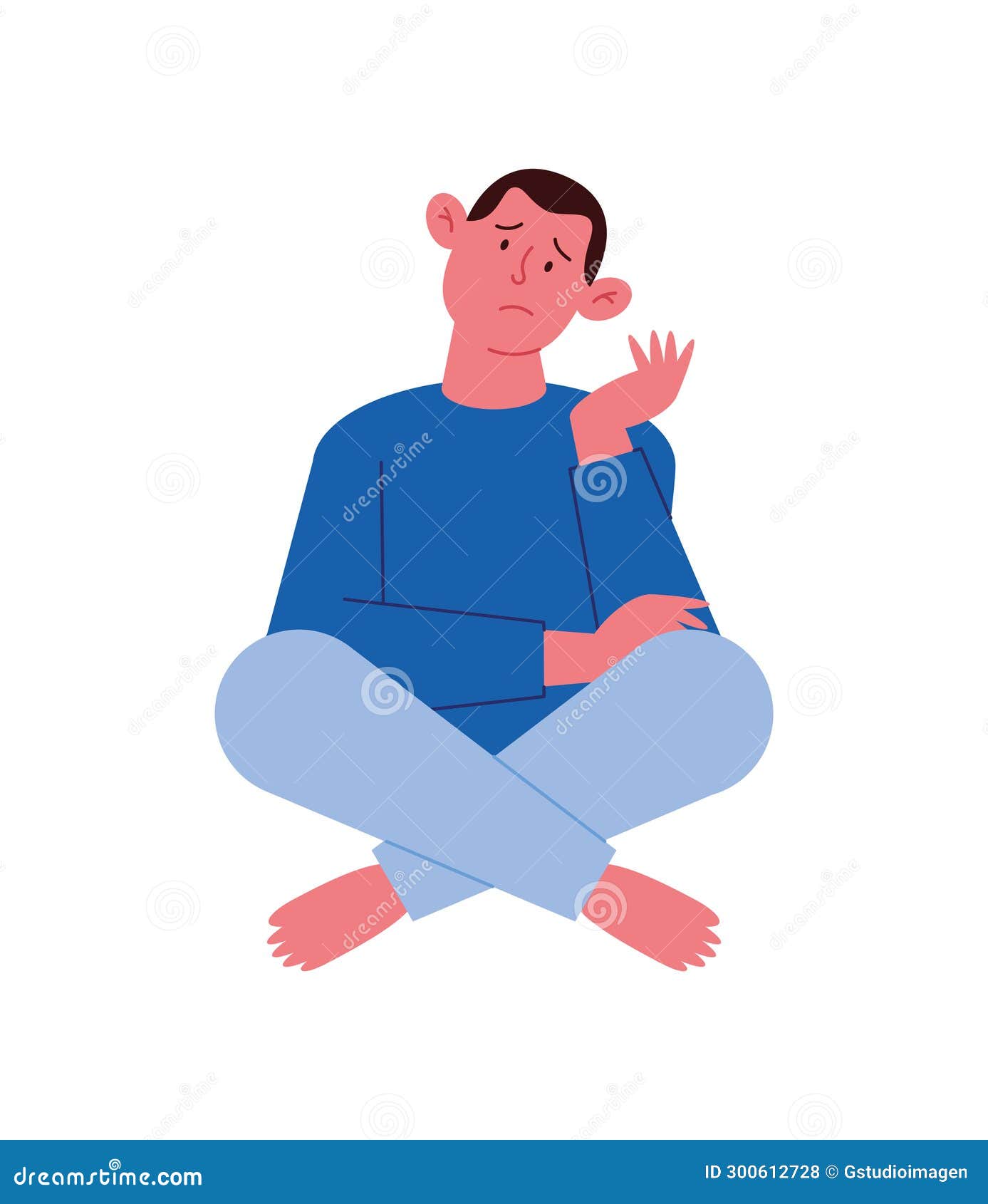 Man with depression stock illustration. Illustration of mindfulness ...