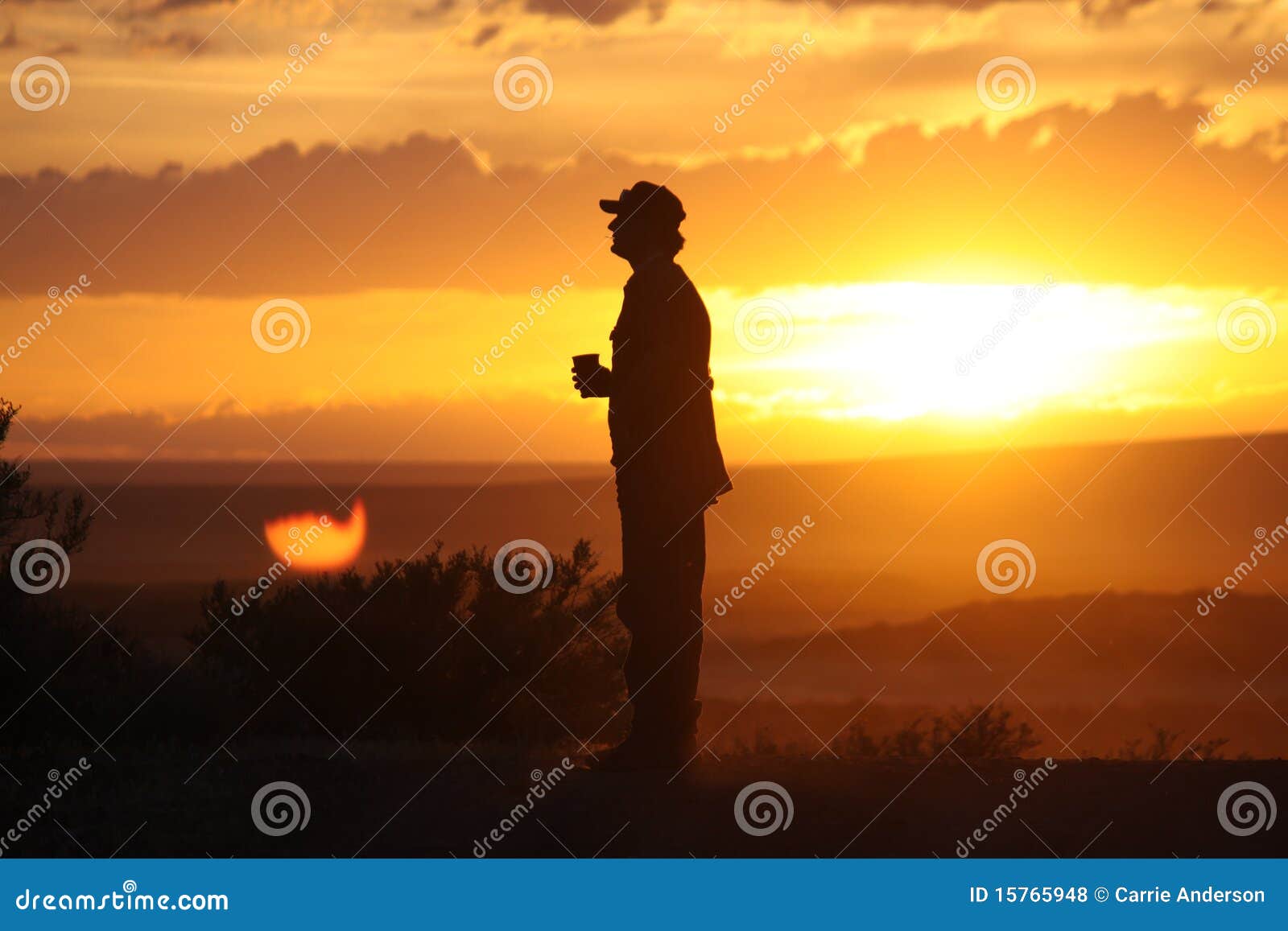 Man in Desert Sunset stock photo. Image of skies, sunset - 15765948