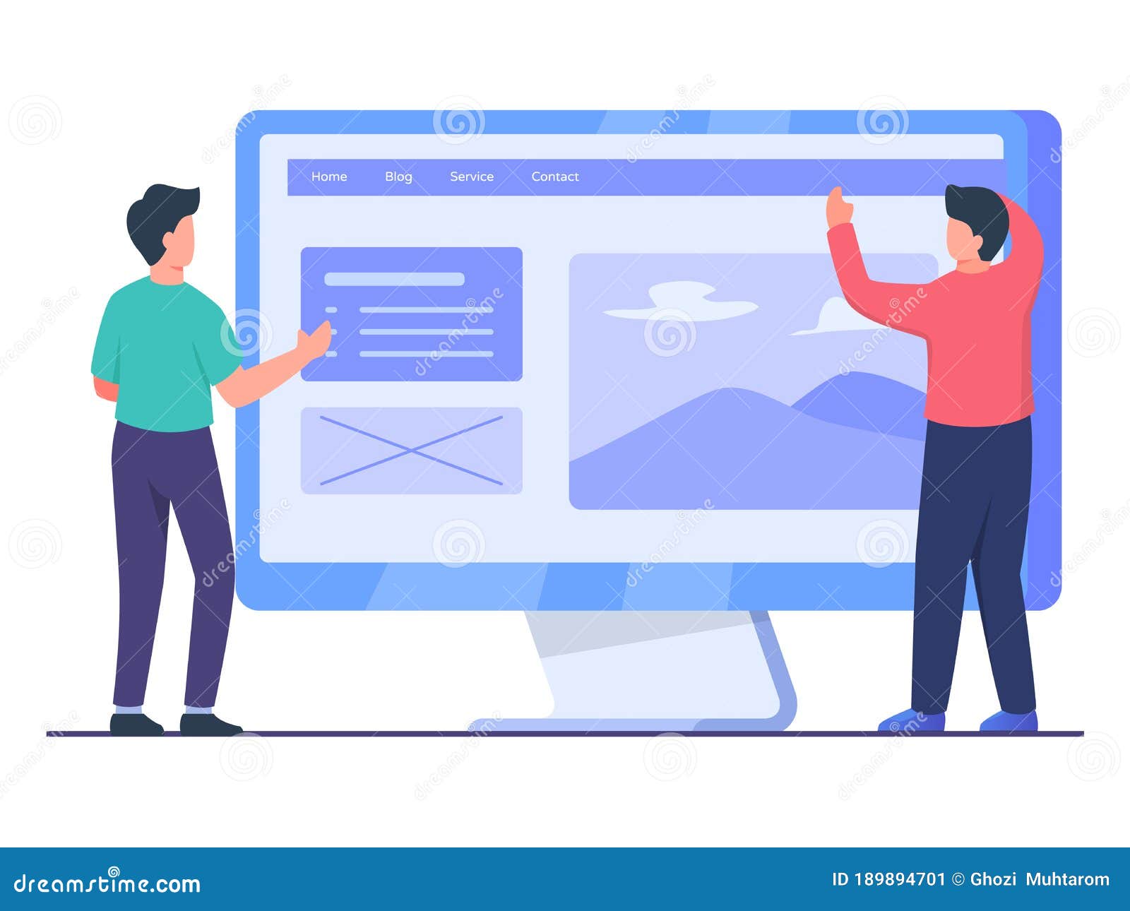 Man Designer Work Collaboration with Partner in Front Big Screen ...