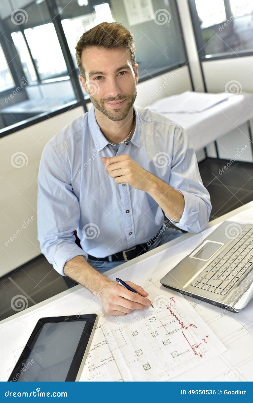 Man Designer Working on a Project Stock Photo - Image of drawing ...
