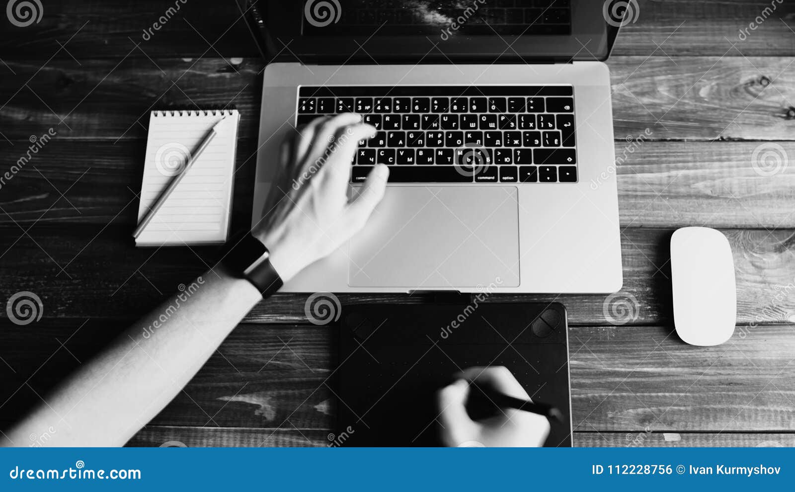 Man Designer is Working Using Laptop Computer Stock Photo - Image of ...