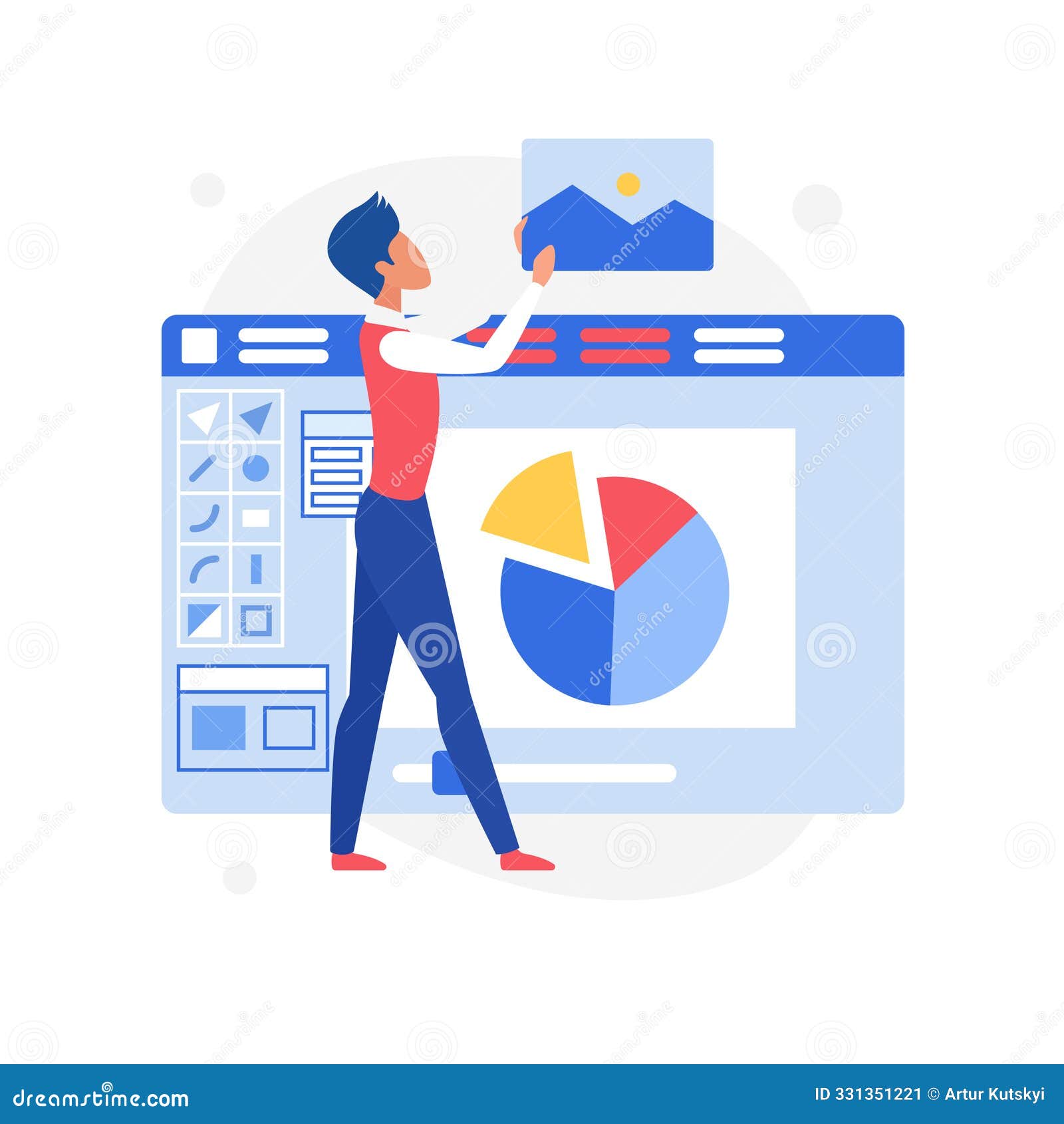 Man Designing UX Interface stock illustration. Illustration of ...