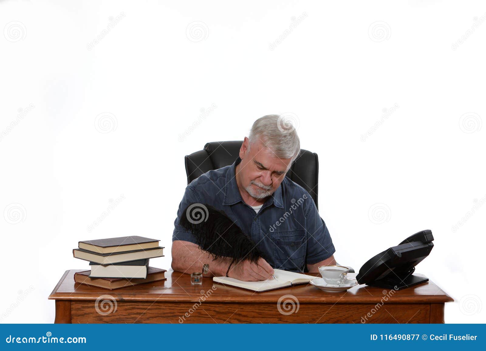 Man at Desk stock image. Image of phone, gentleman, male - 116490877