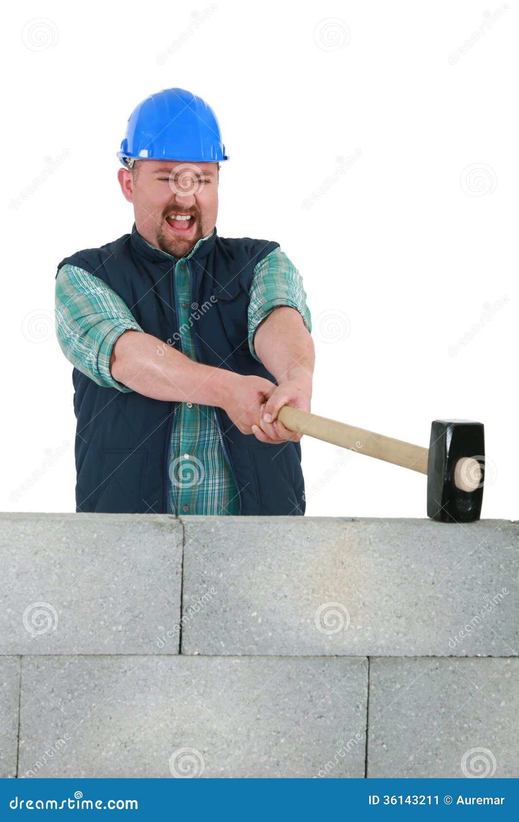 Destroying Wall Of Reinforced Concrete. Falling Off Plaster Stock ...