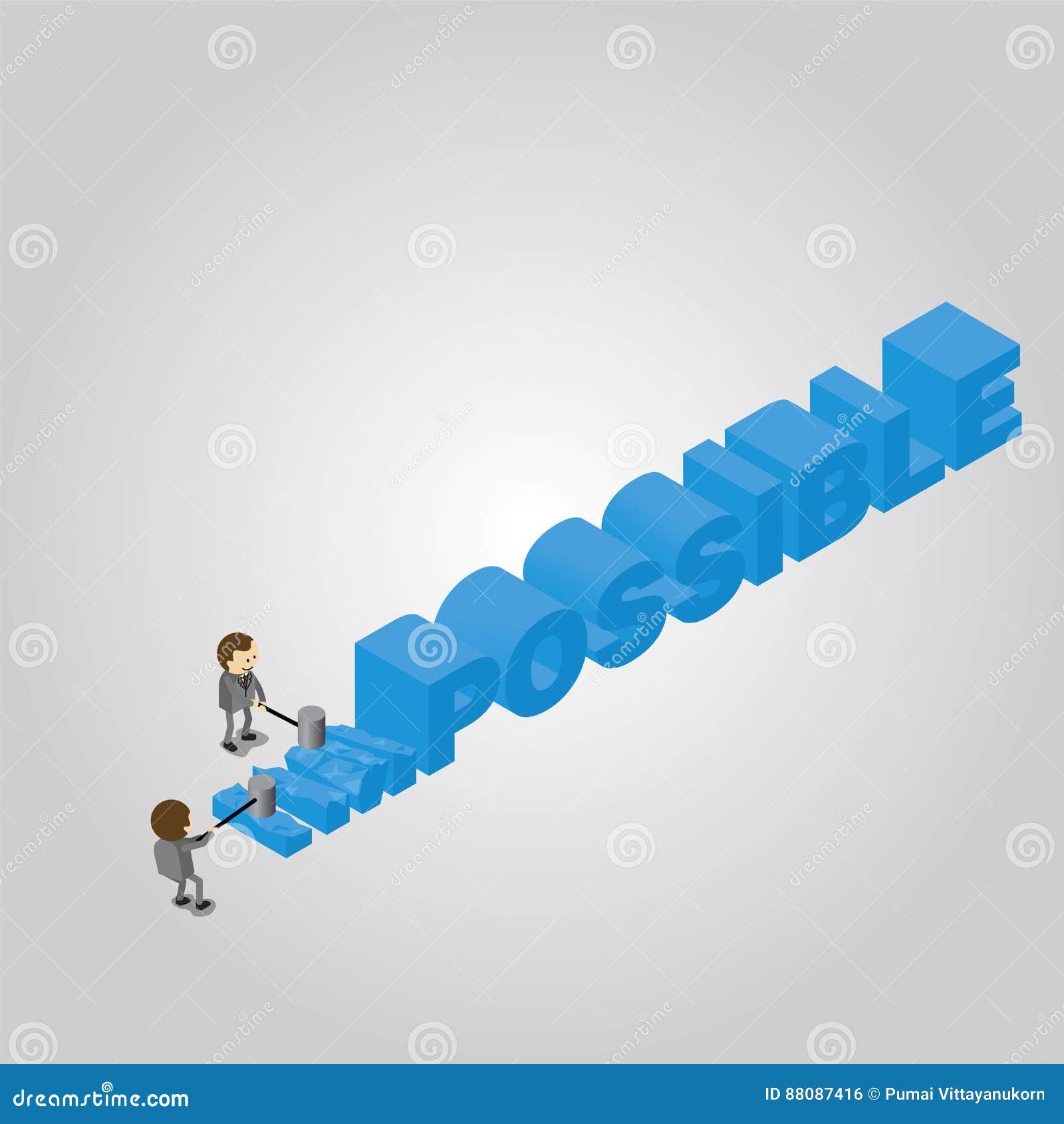 Man Destroying the Word Impossible Stock Vector - Illustration of ...