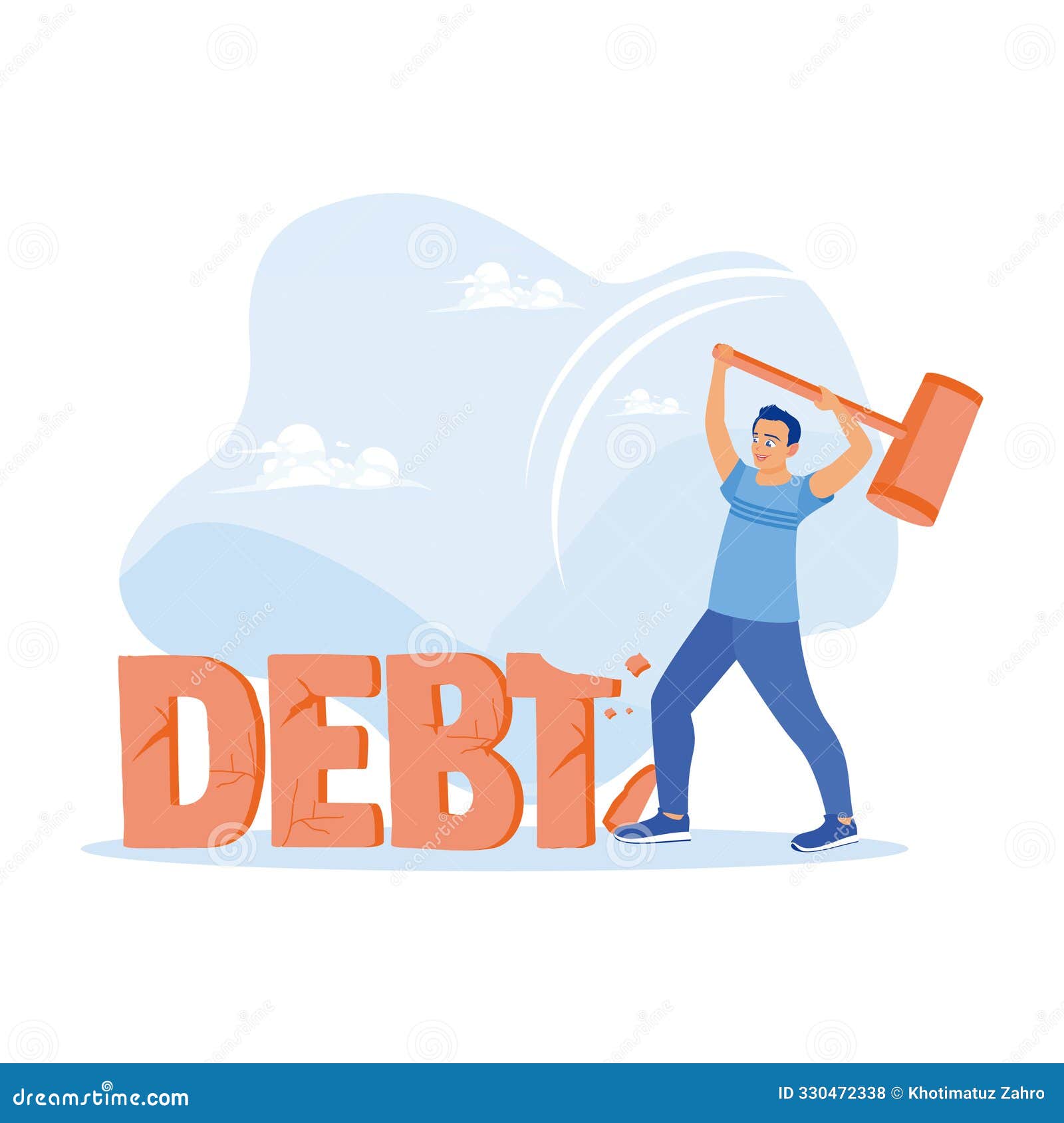 Man Destroys Debt Writing with a Hammer. Businessman Resolves Debt ...