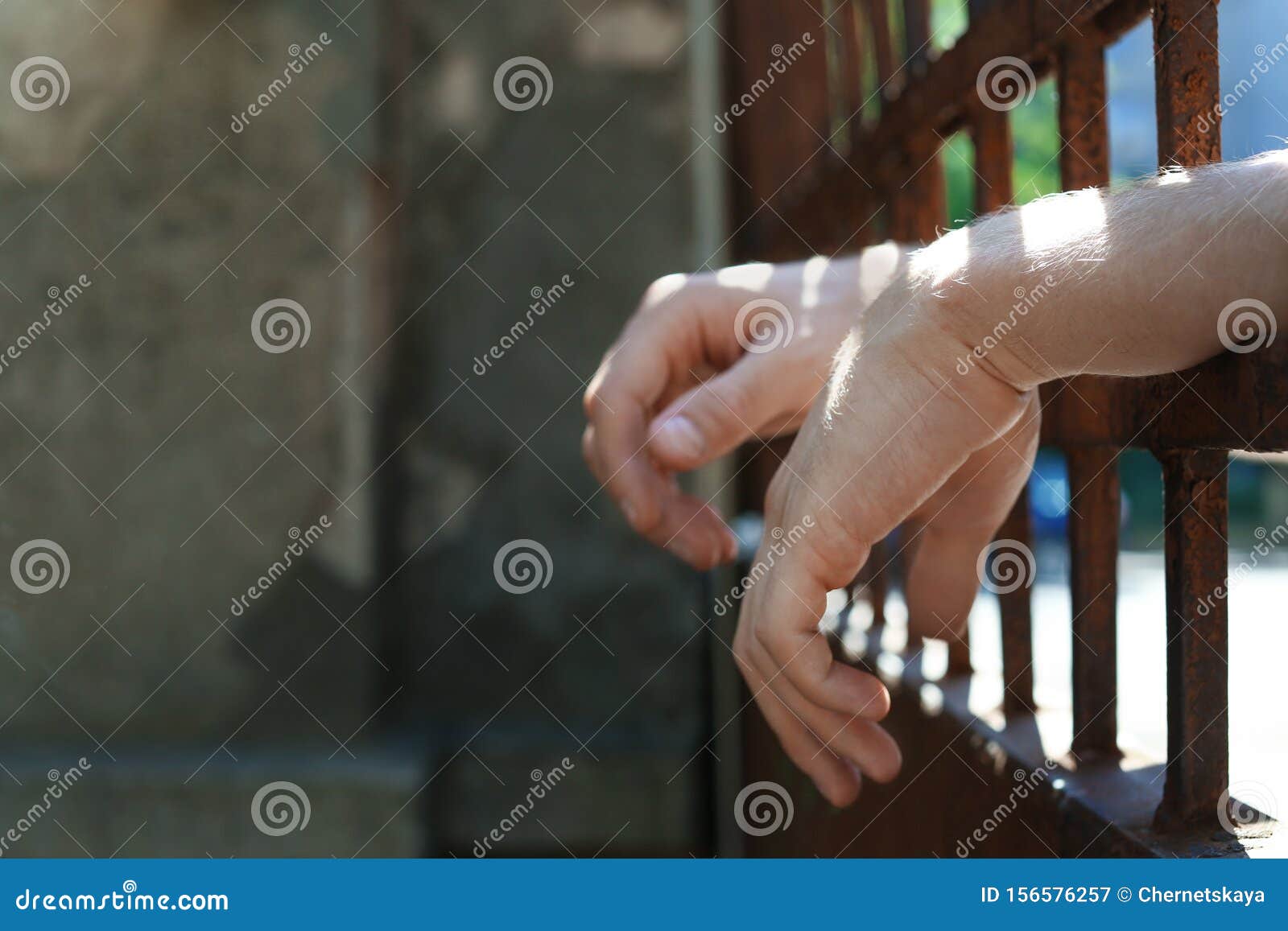 Man Detained in Jail Outdoors. Criminal Law Stock Image - Image of ...