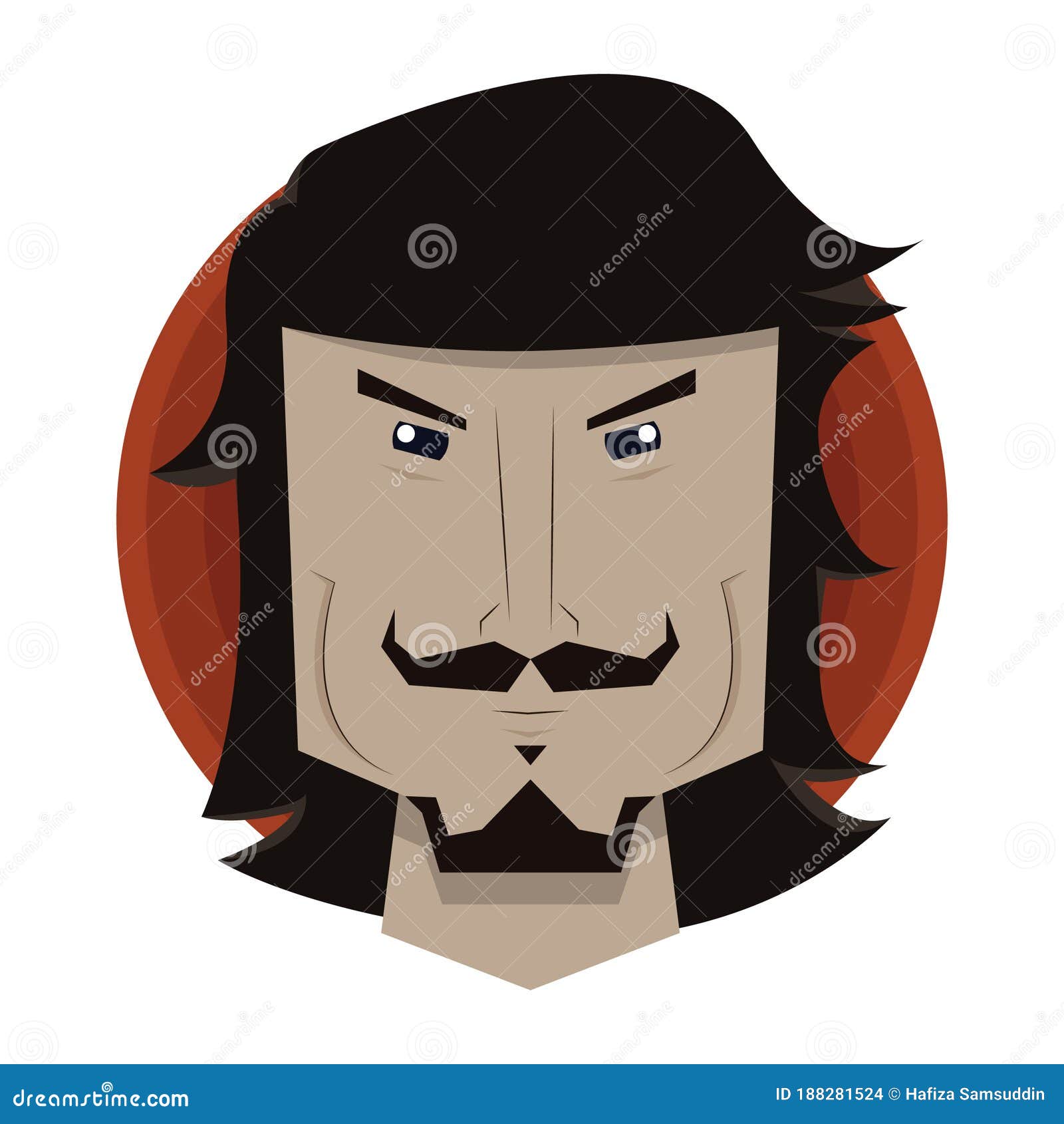 Man with a Determined Expression. Vector Illustration Decorative Design ...