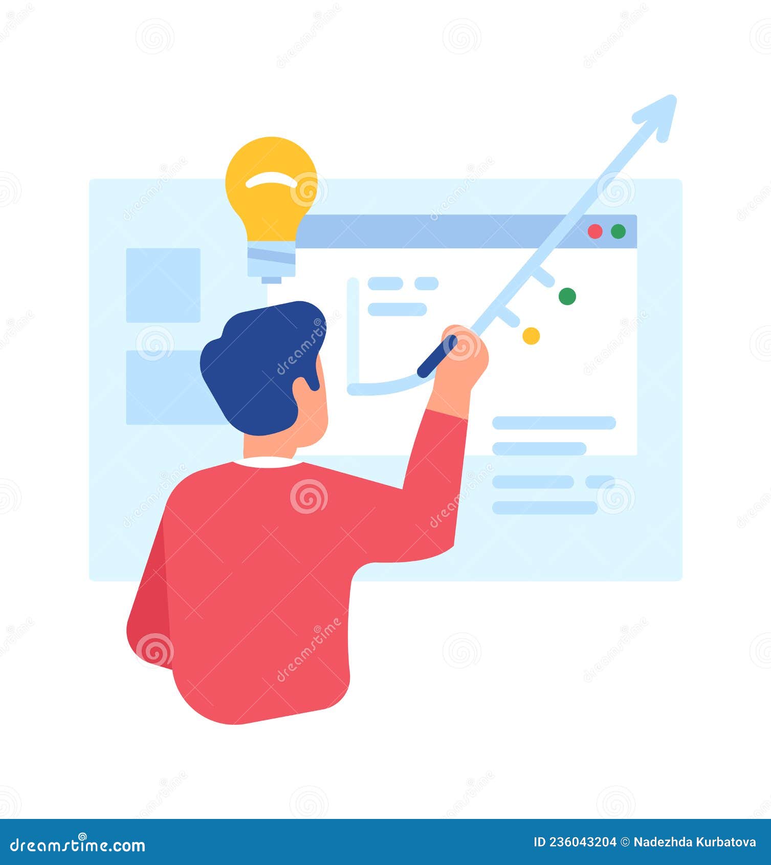 Man Develop Successful Strategy. Guy Brainstorming Idea for Growth ...