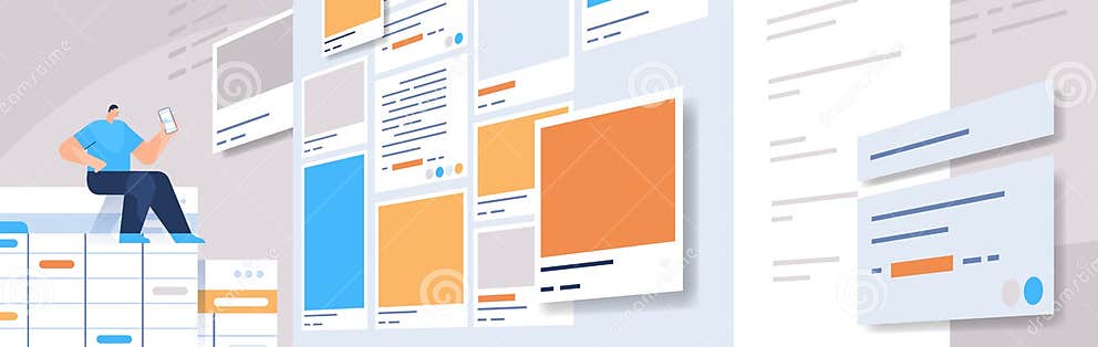 Man Developer Creating Mobile App Ui Interface Web Application Development Program Software ...