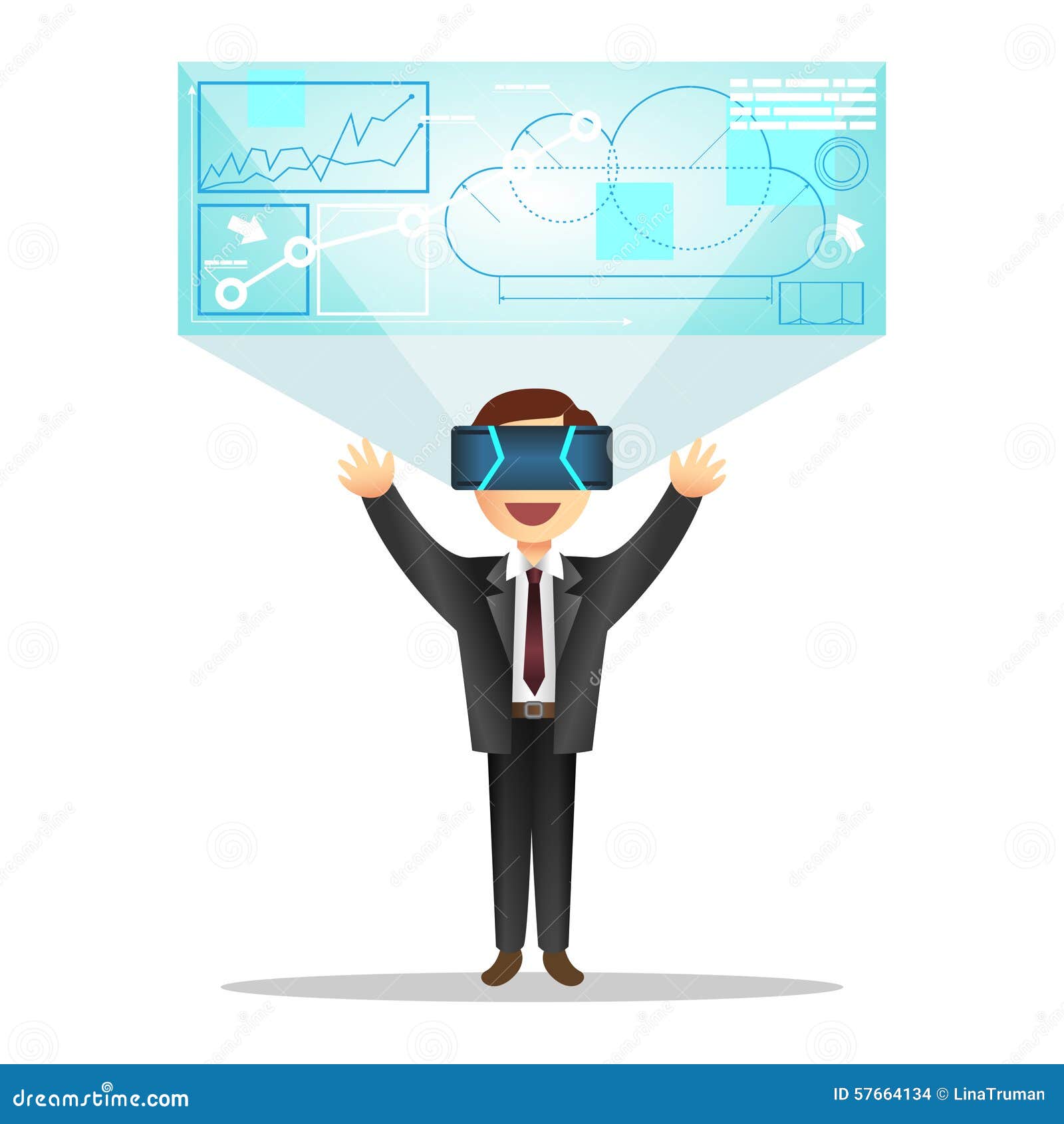 Man in Device for Virtual Reality. Vector. Stock Vector - Illustration ...