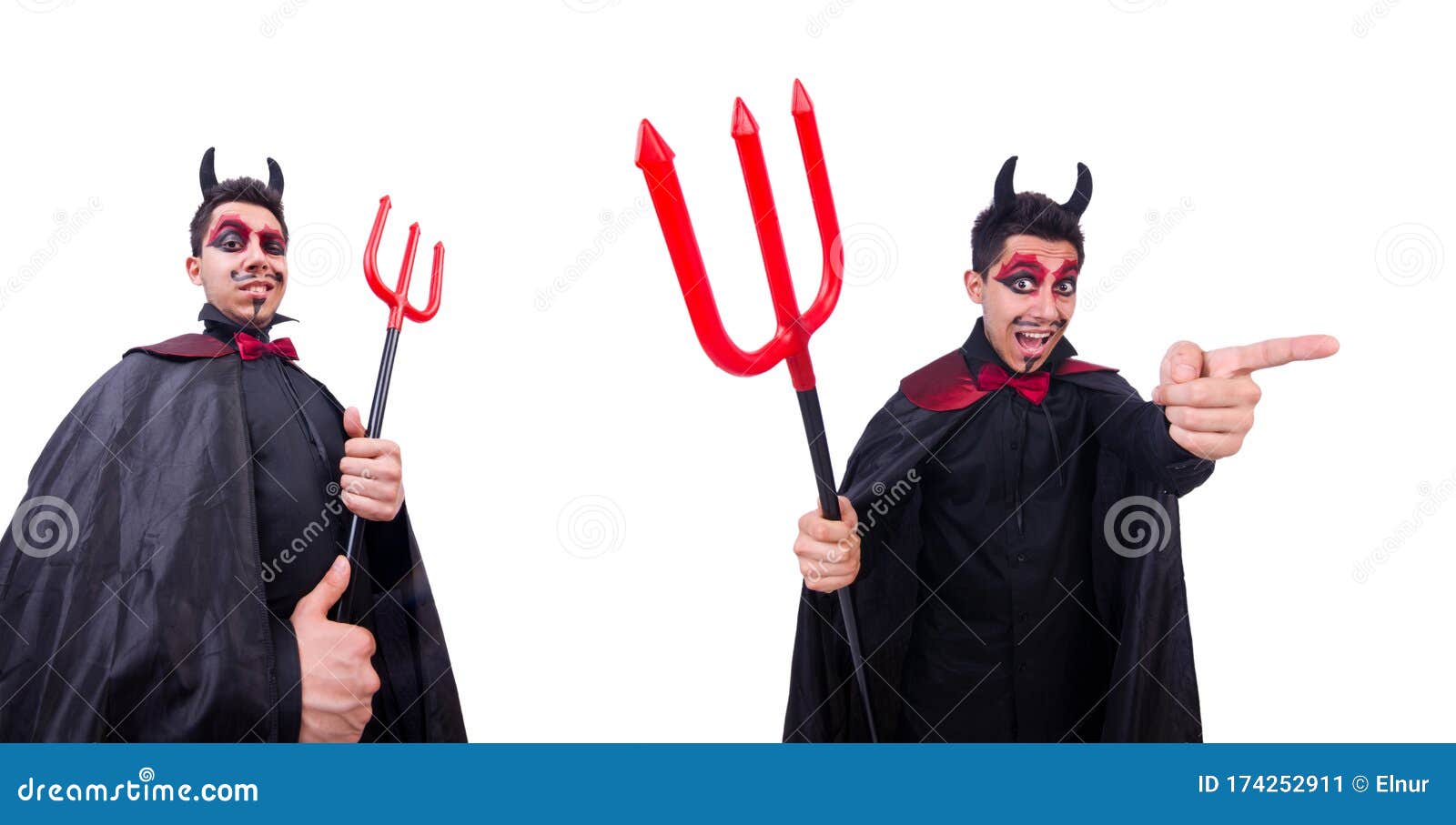 Man in Devil Costume in Halloween Concept Stock Image - Image of poses ...