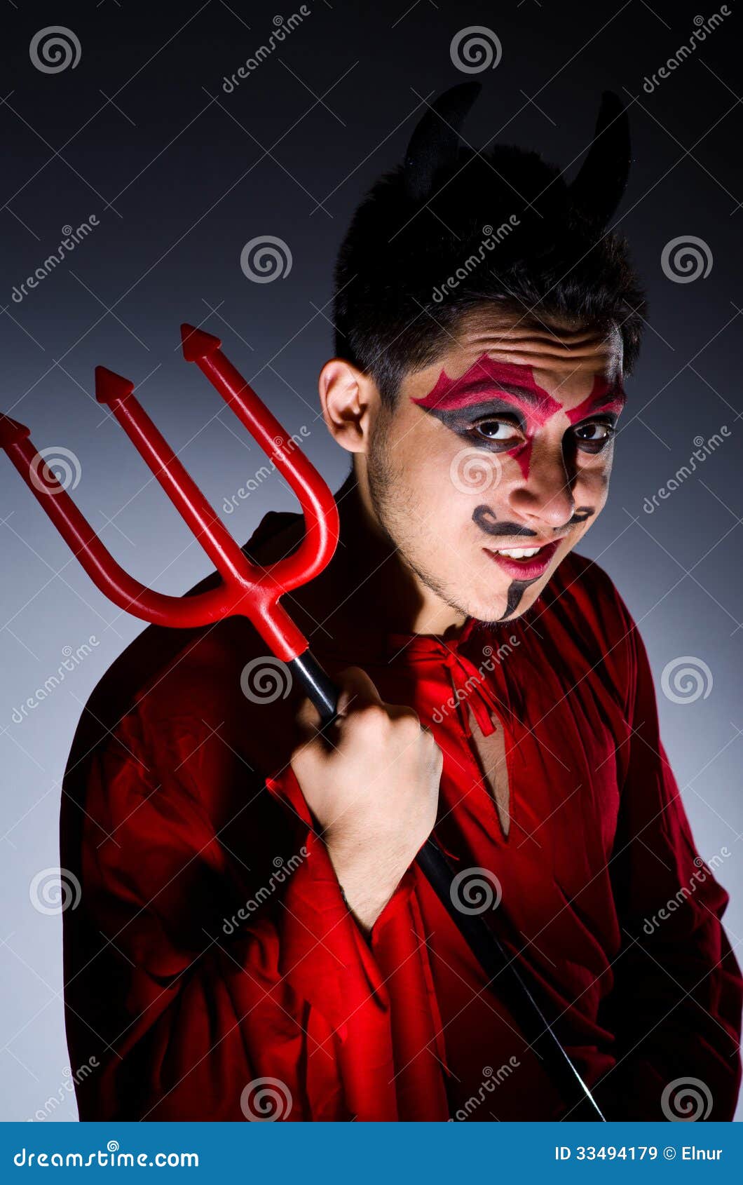 Man in devil costume stock image. Image of fork, religion - 33494179