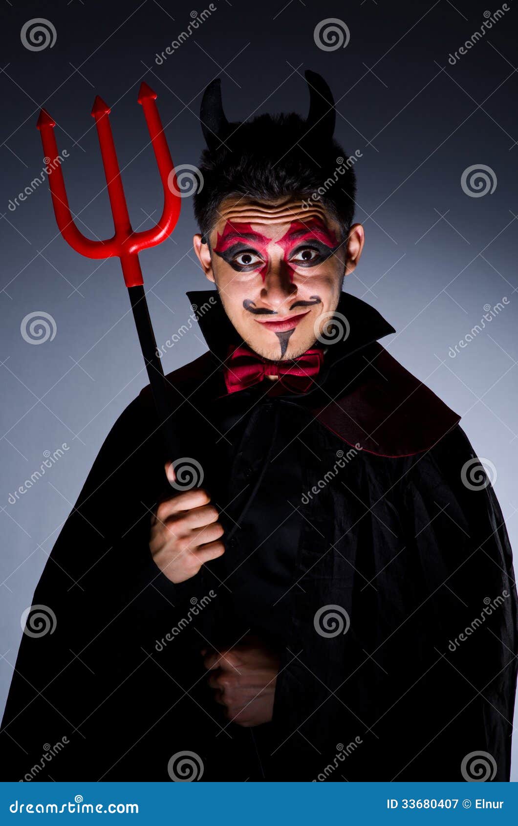 Man in devil costume stock image. Image of funny, girl - 33680407