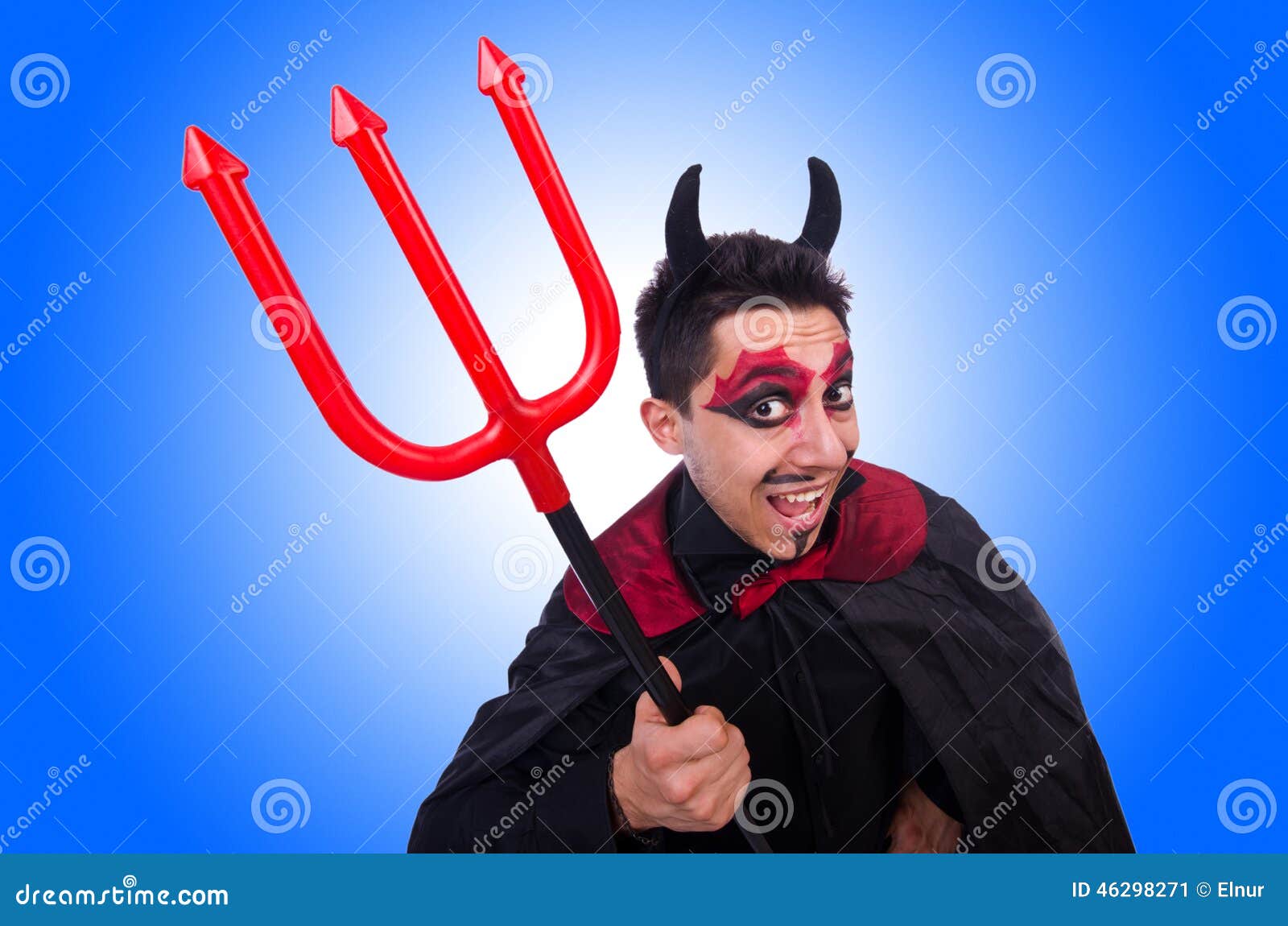 Man in Devil Costume in Halloween Stock Image - Image of funny, male ...