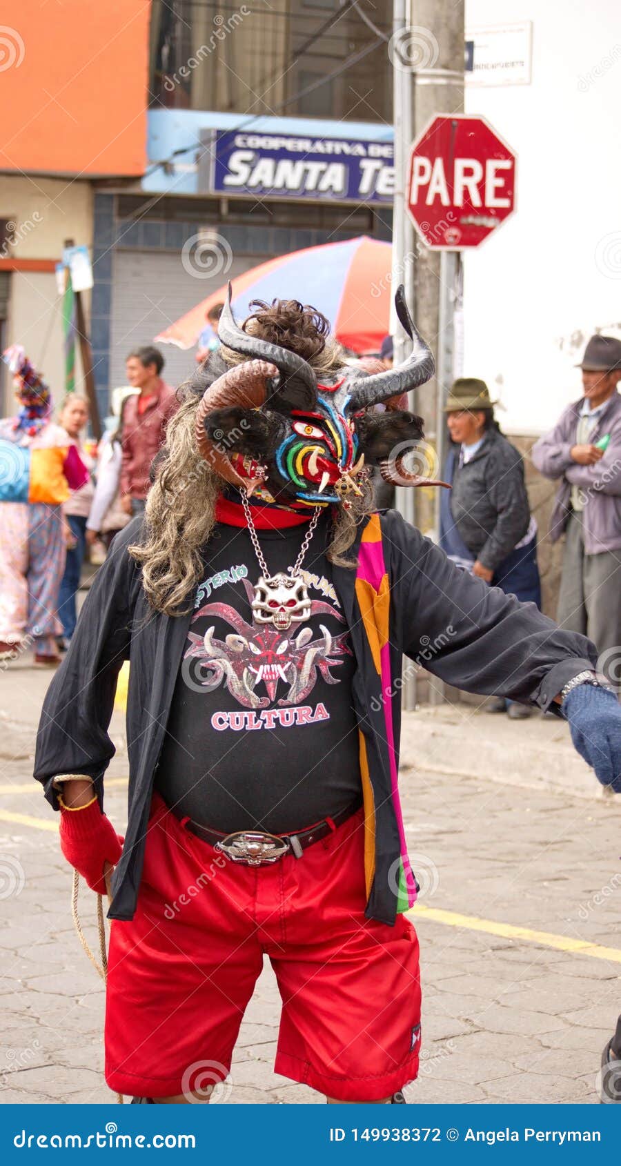 Man in a devil mask editorial photography. Image of ecuador - 149938372