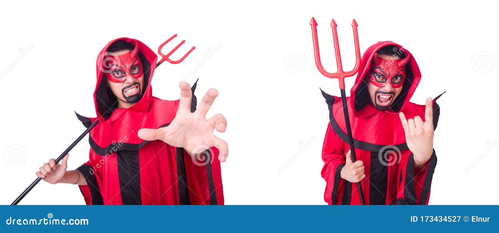 Man devil in red costume stock image. Image of isolated - 173434527