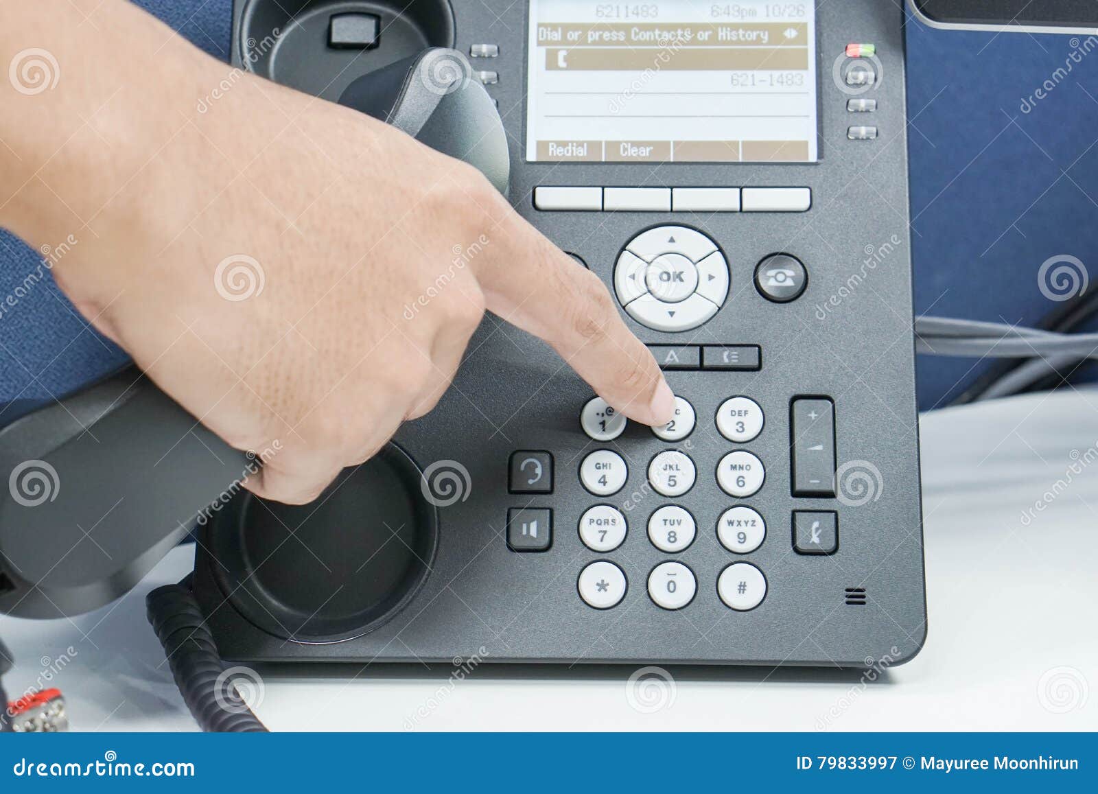 Man Dial Numeric Button of IP Phone Stock Image - Image of background ...
