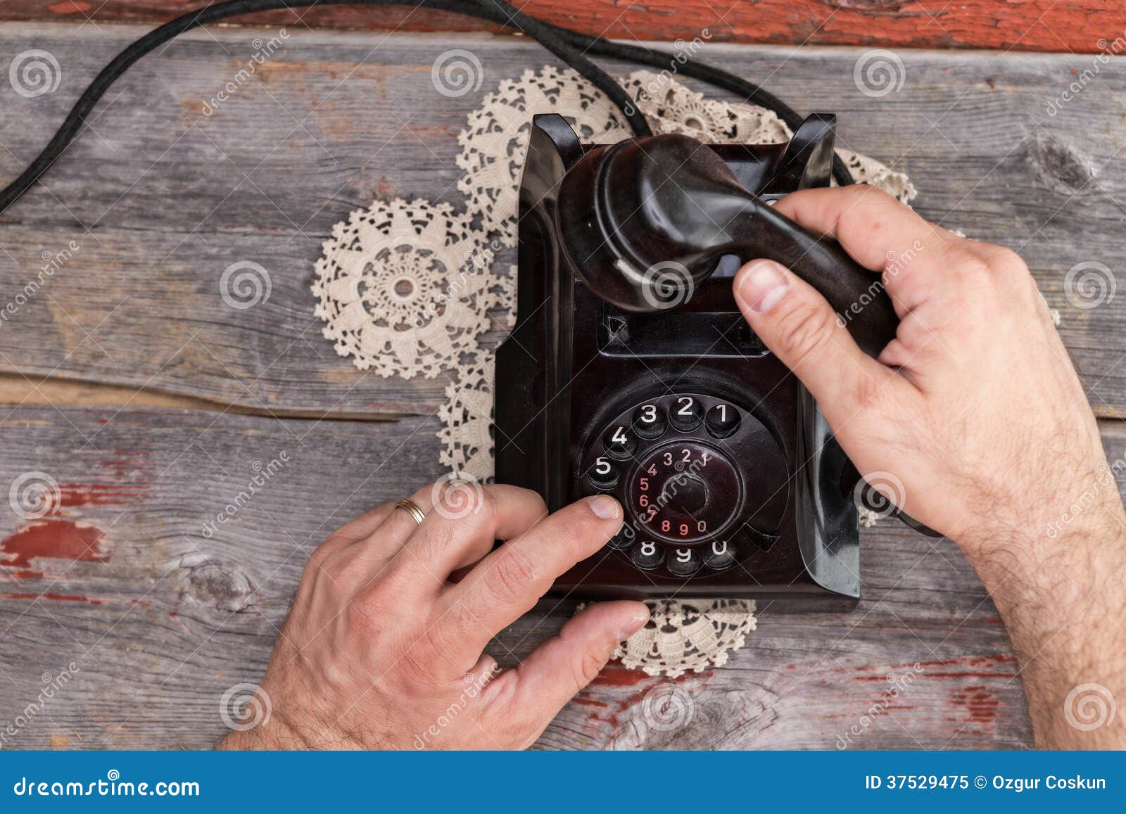 Man Dialing Out on an Old Rotary Telephone Stock Image - Image of home ...