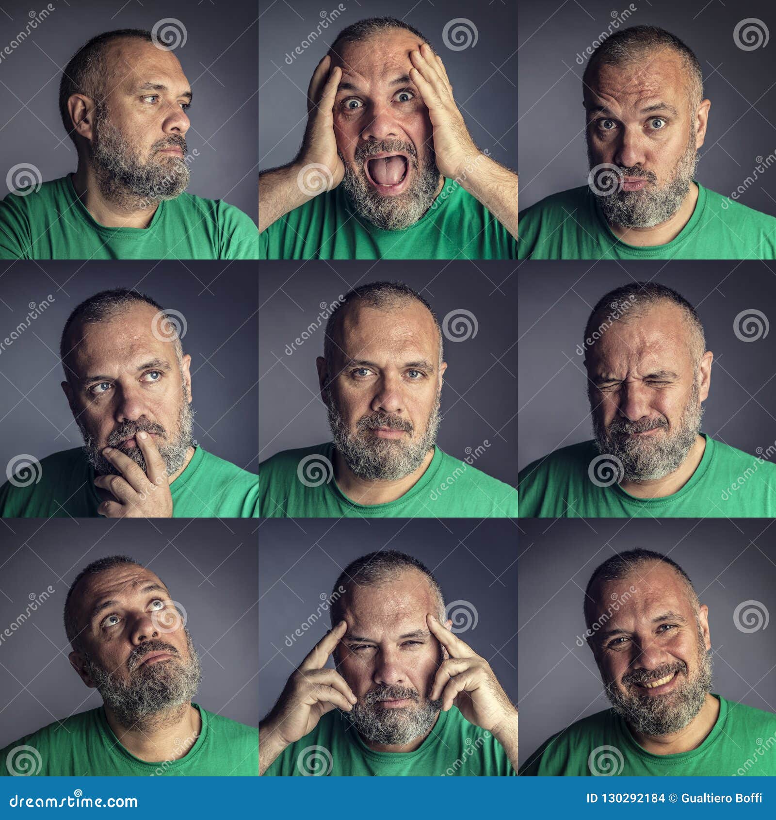 Man different expression stock photo. Image of collection - 130292184