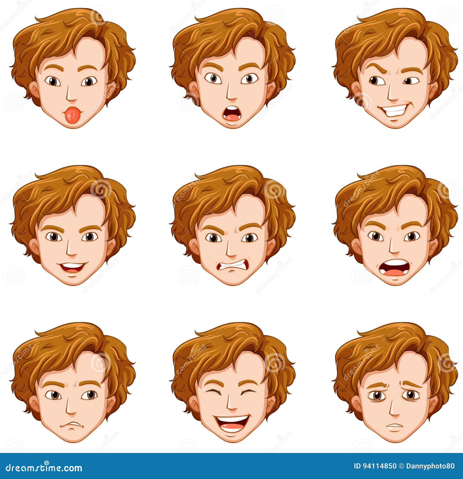 Man with Different Expressions on His Face Stock Vector - Illustration ...