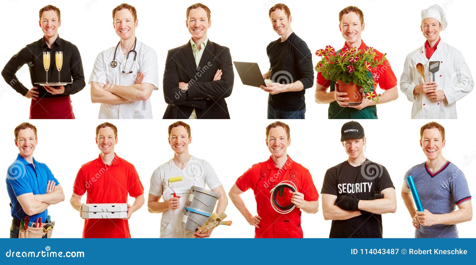 Man in Different Professions and Positions Stock Image - Image of ...