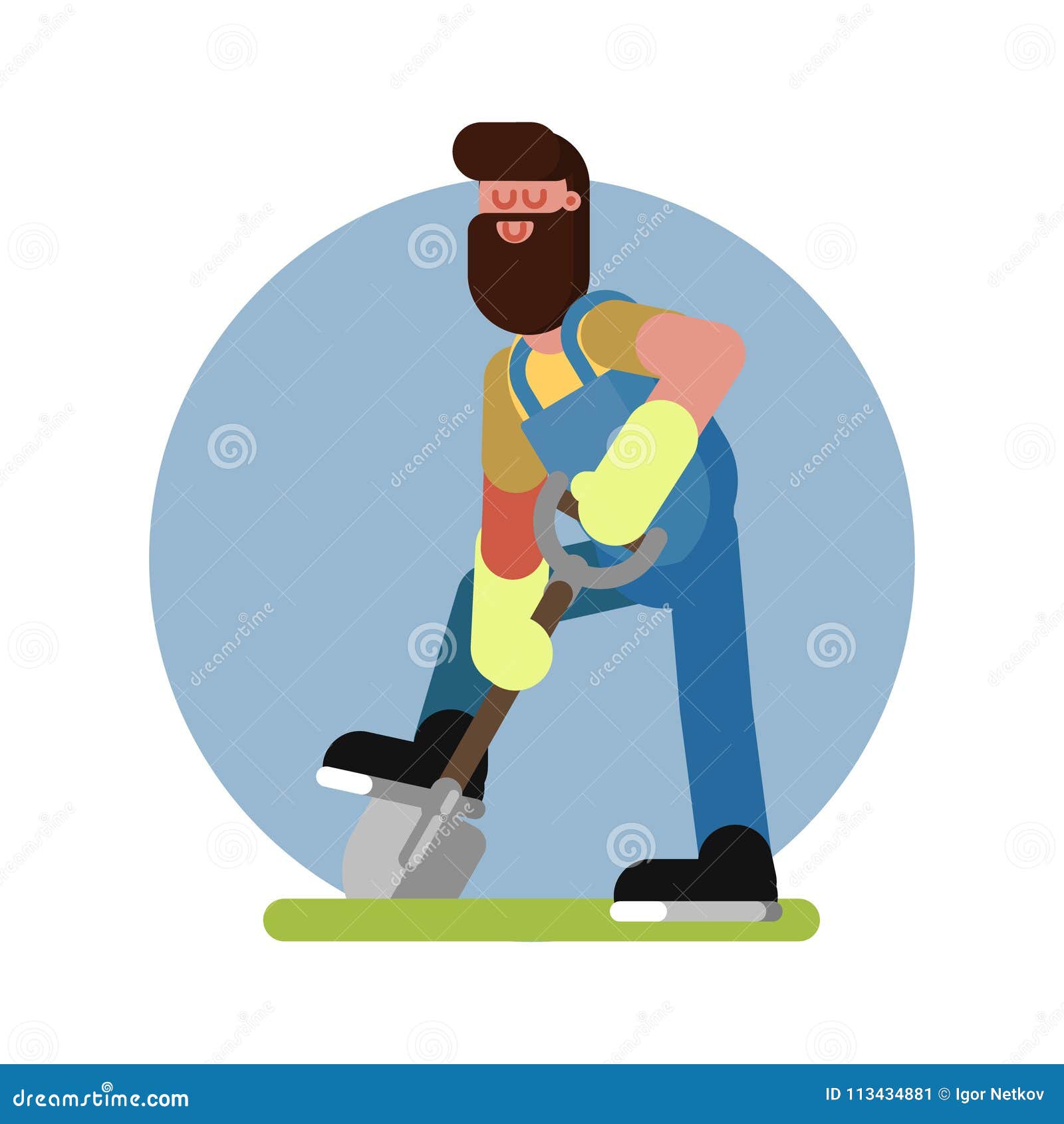 Man digging the ground stock vector. Illustration of farmer - 113434881