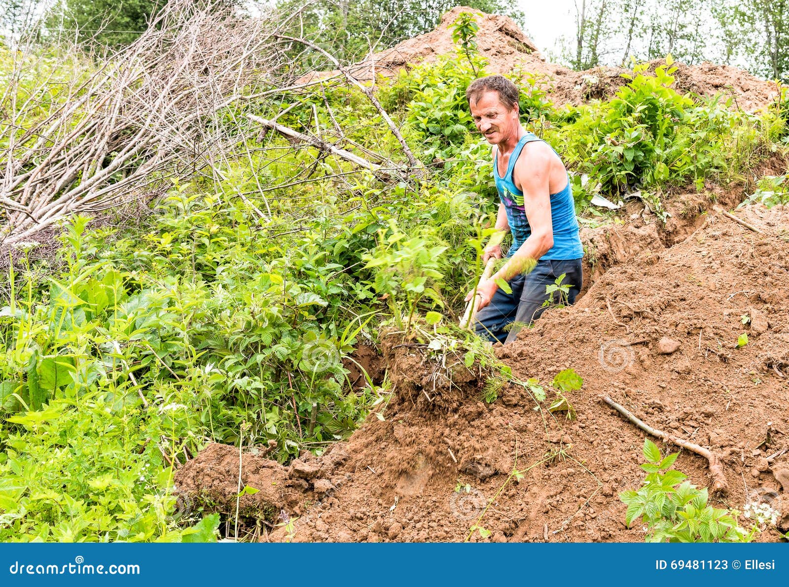 Man digging the ground. stock image. Image of rubber - 69481123